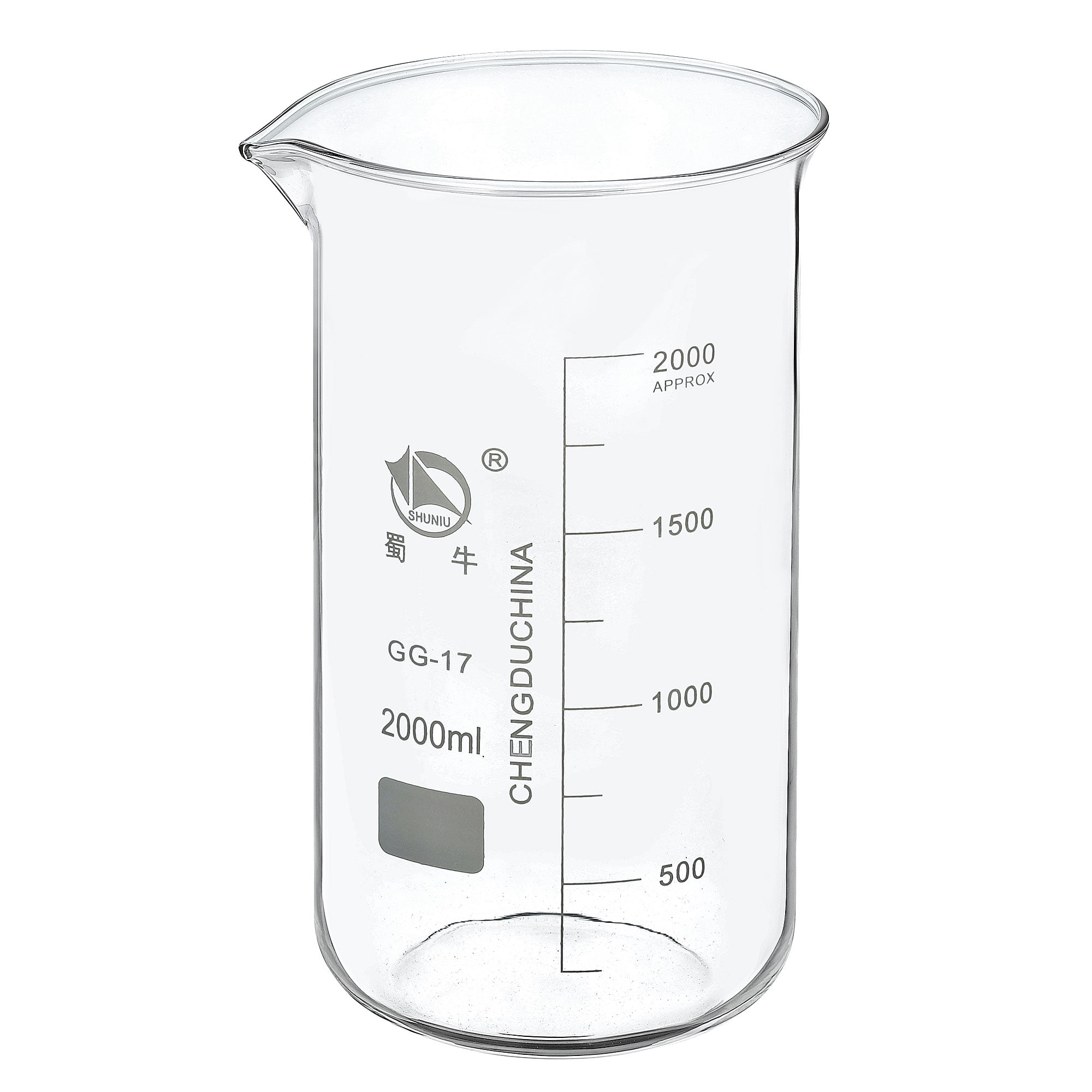 Uxcell 2000ml Tall Form Glass Beaker, 3.3 Borosilicate Graduated Lab ...