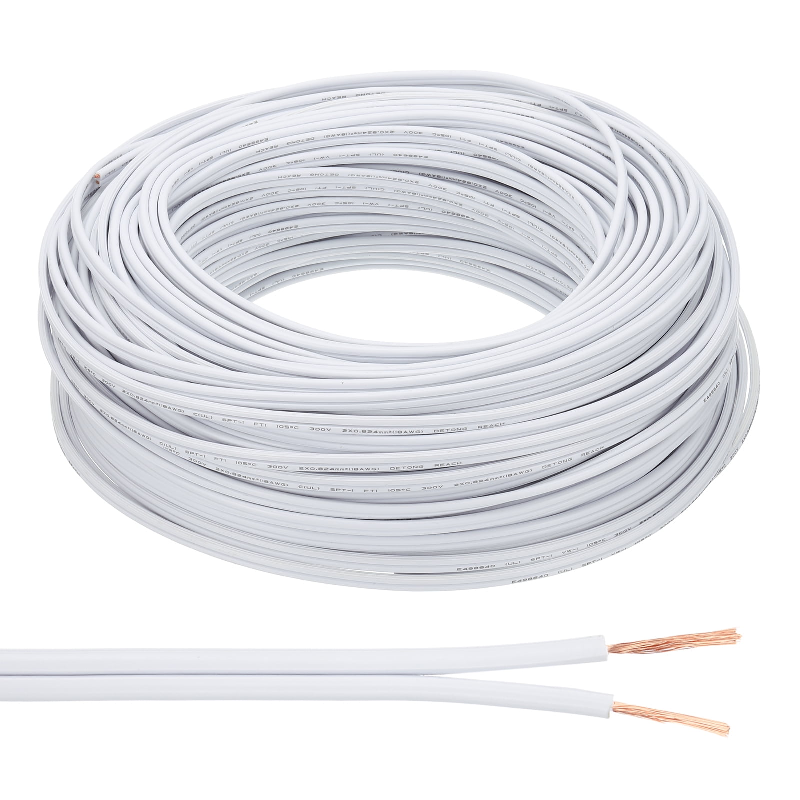 Uxcell 200Ft 18/2 Covered Wire, 300V SPT-1 Lamp Cord Insulated Heat Resistant Electronical ...