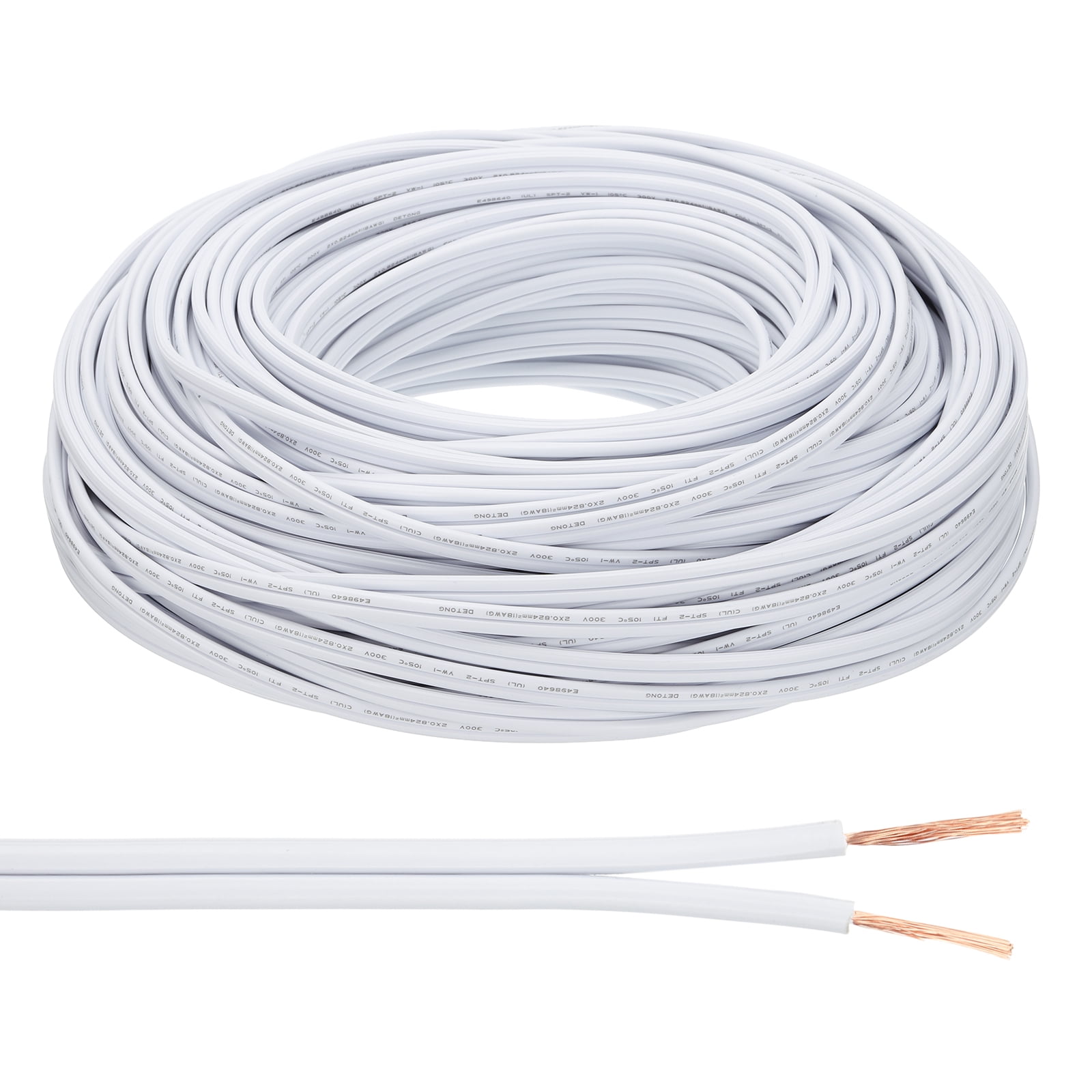 Uxcell 200Ft 18/2 PVC Covered Wire, 300V SPT-2 Lamp Cord Insulated Heat Resistant Electronical ...