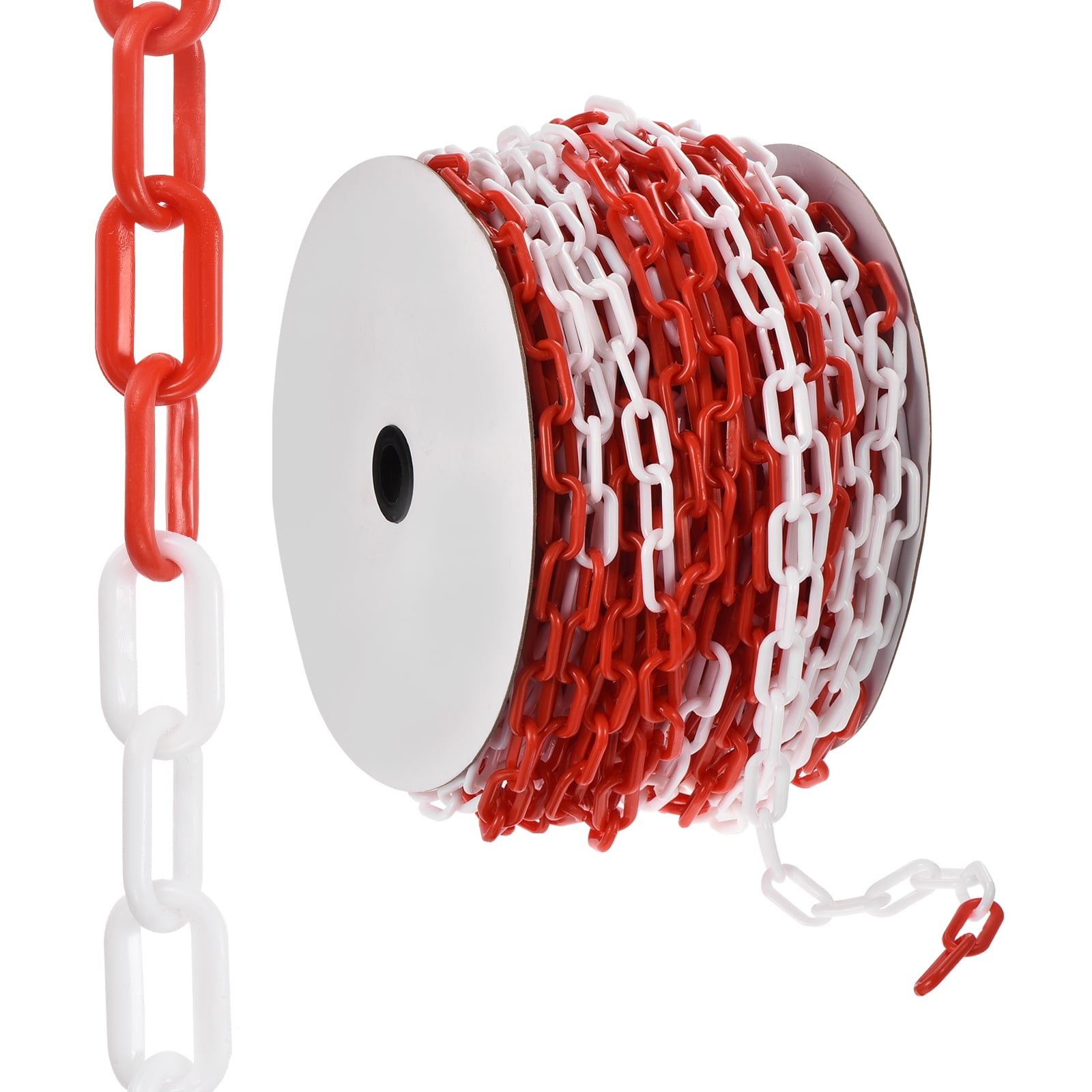 Uxcell 200Ft Plastic Chain Barrier, Safety Link Chain Stanchion, Red ...