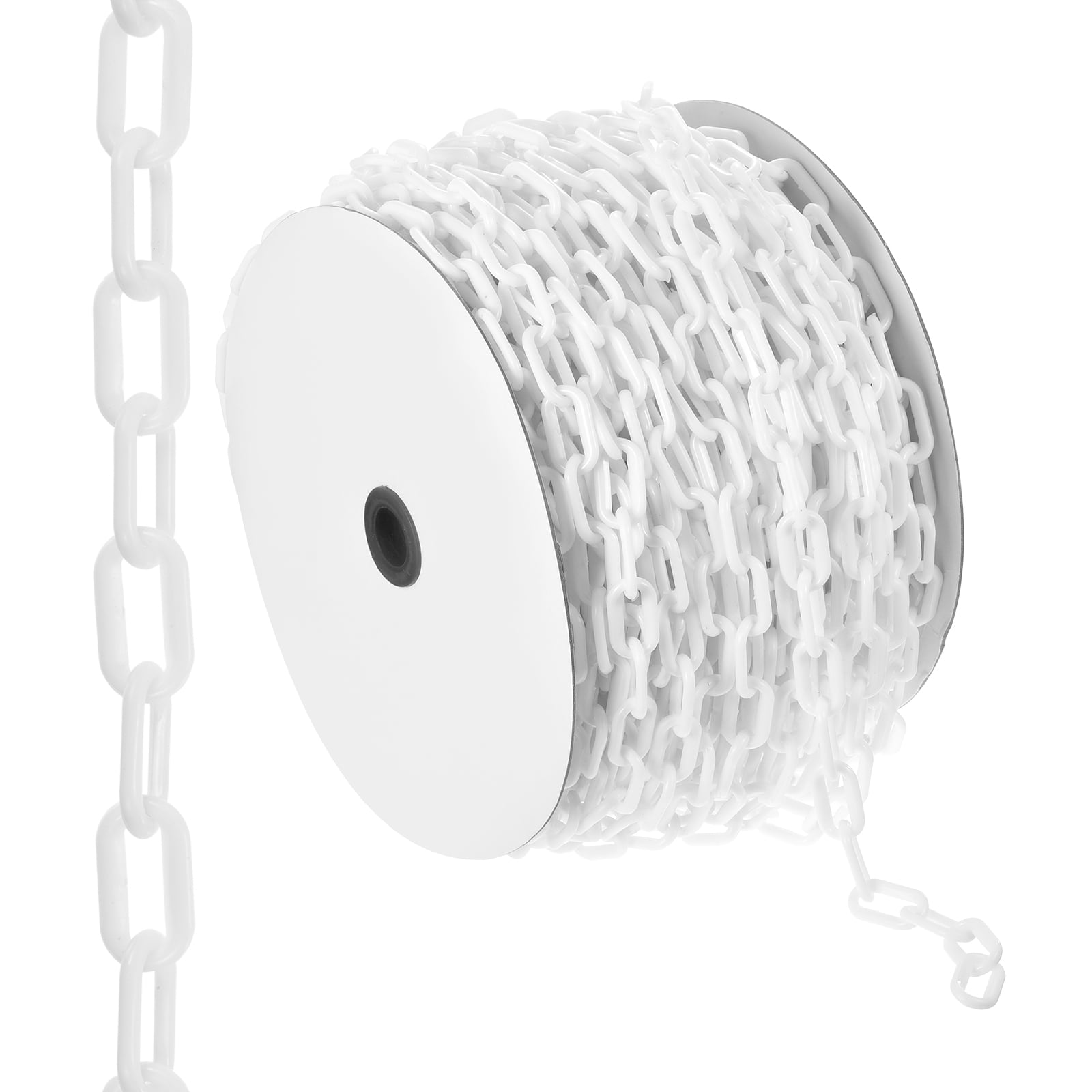 Uxcell 200Ft Plastic Chain Barrier, Safety Link Chain Stanchion, White ...