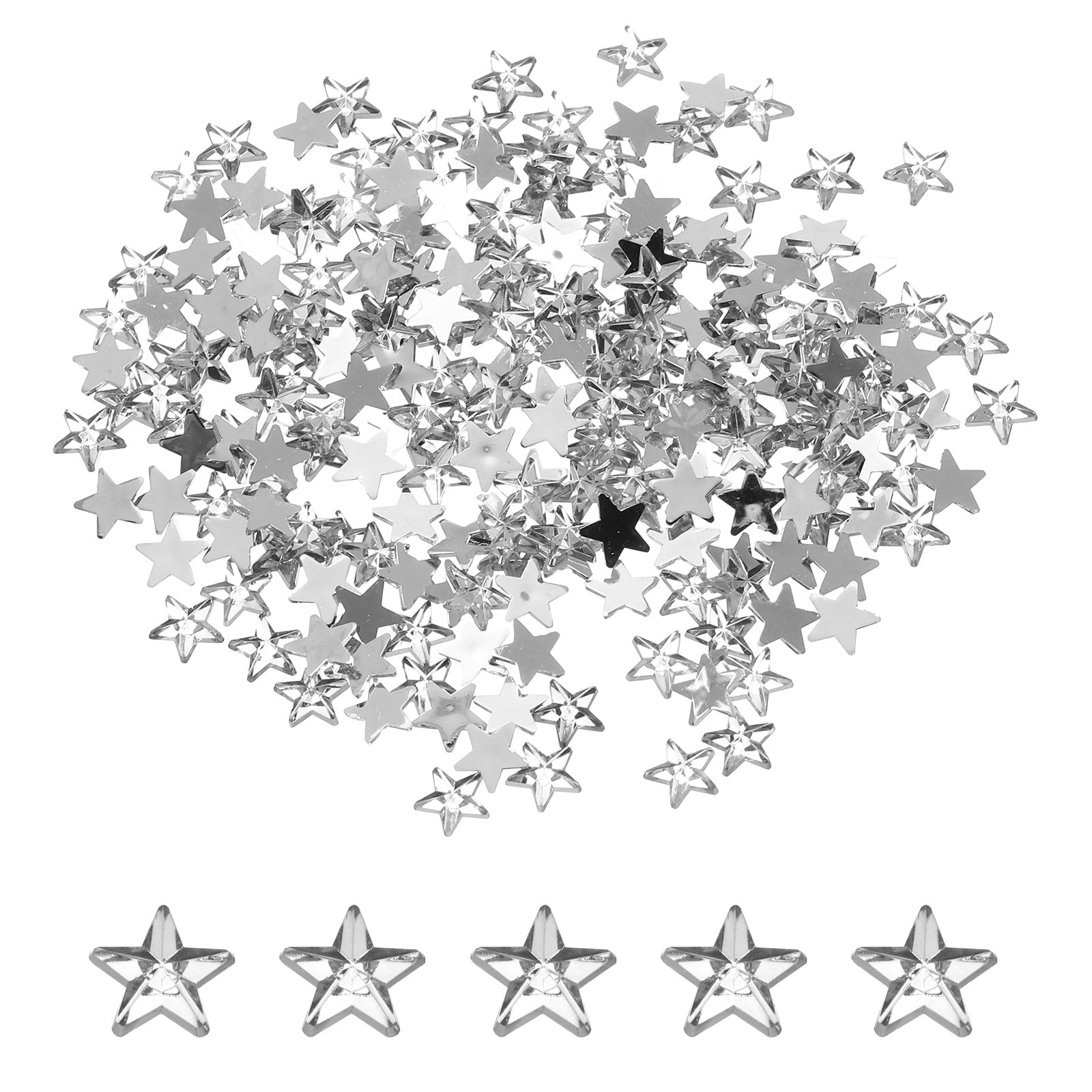 Uxcell 200Pcs Acrylic Star Rhinestone 0.31x0.31" Flat Back Plastic Gems ...