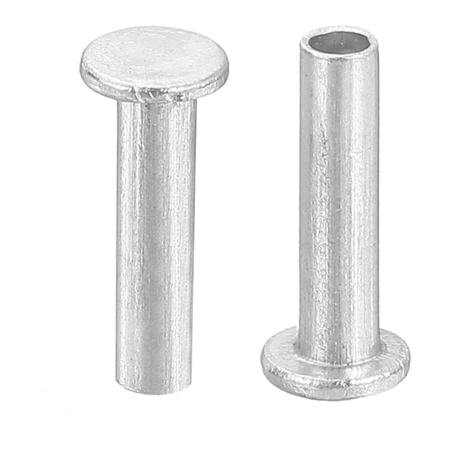 Uxcell 200Pack 2.5mm x 10mm Aluminum Flat Head Semi Tubular Rivets ...