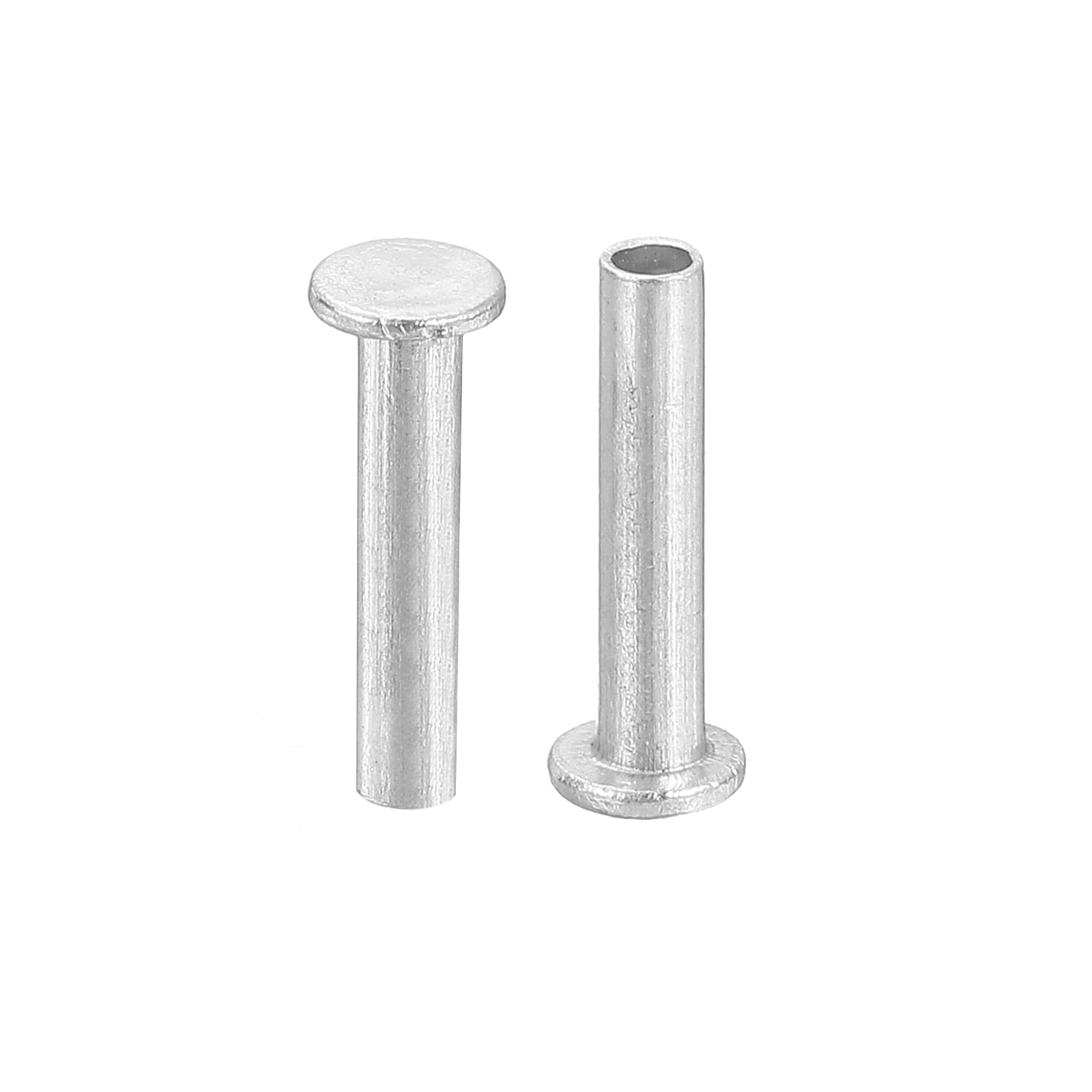 Uxcell 200Pack 2.5mm x 12mm Aluminum Flat Head Semi Tubular Rivets ...