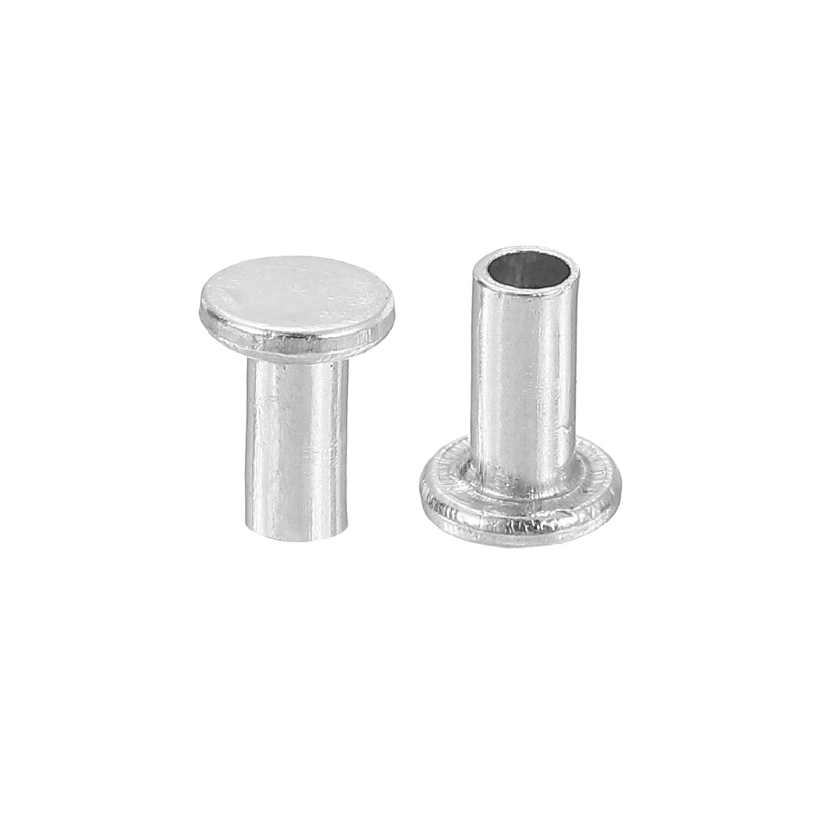 Uxcell 200Pack 2.5mm x 5mm Aluminum Flat Head Semi Tubular Rivets ...