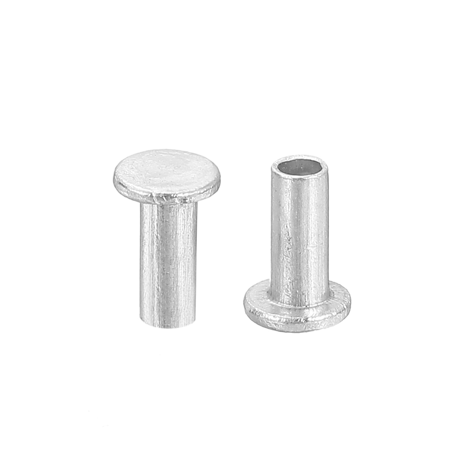 Uxcell 200Pack 2.5mm x 6mm Aluminum Flat Head Semi Tubular Rivets ...