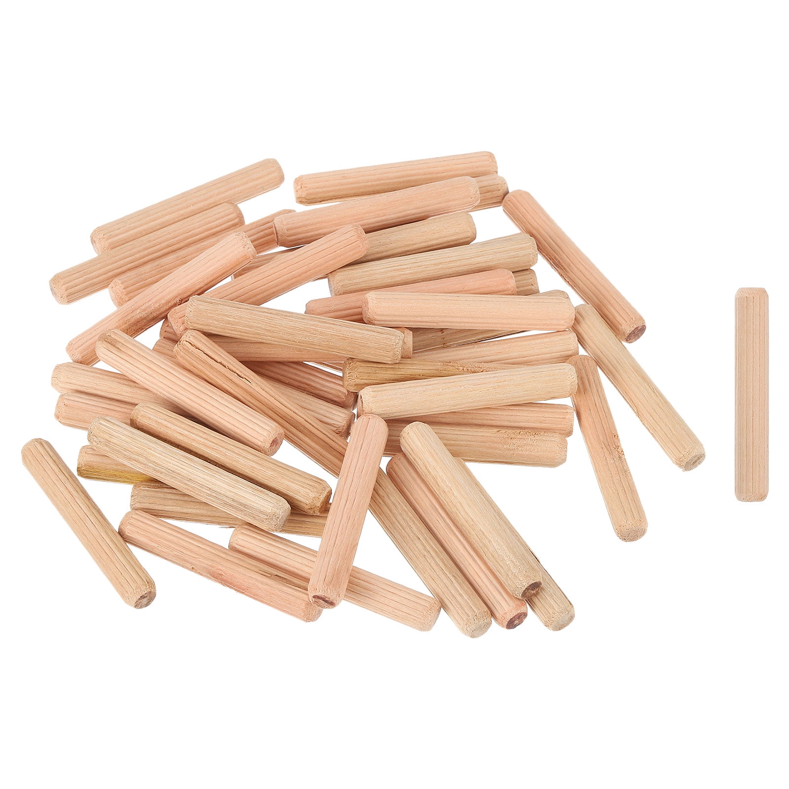Uxcell 200Pack 5/16" x 2" Wooden Dowel Pins, Furniture Woodwork Grooved ...