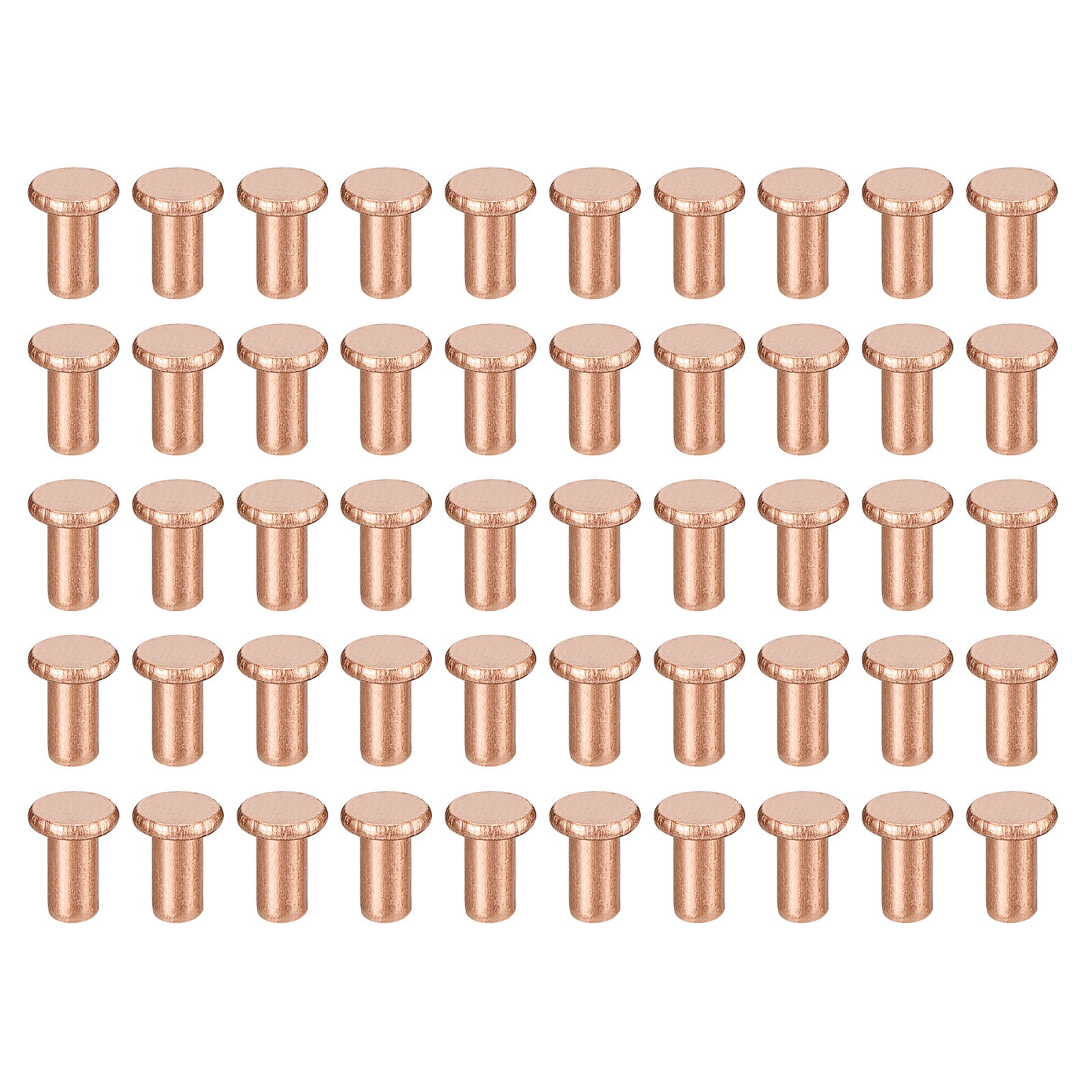 Uxcell 200Pack 5/64" x 5/32" Flat Head Copper Solid Rivets Fasteners ...