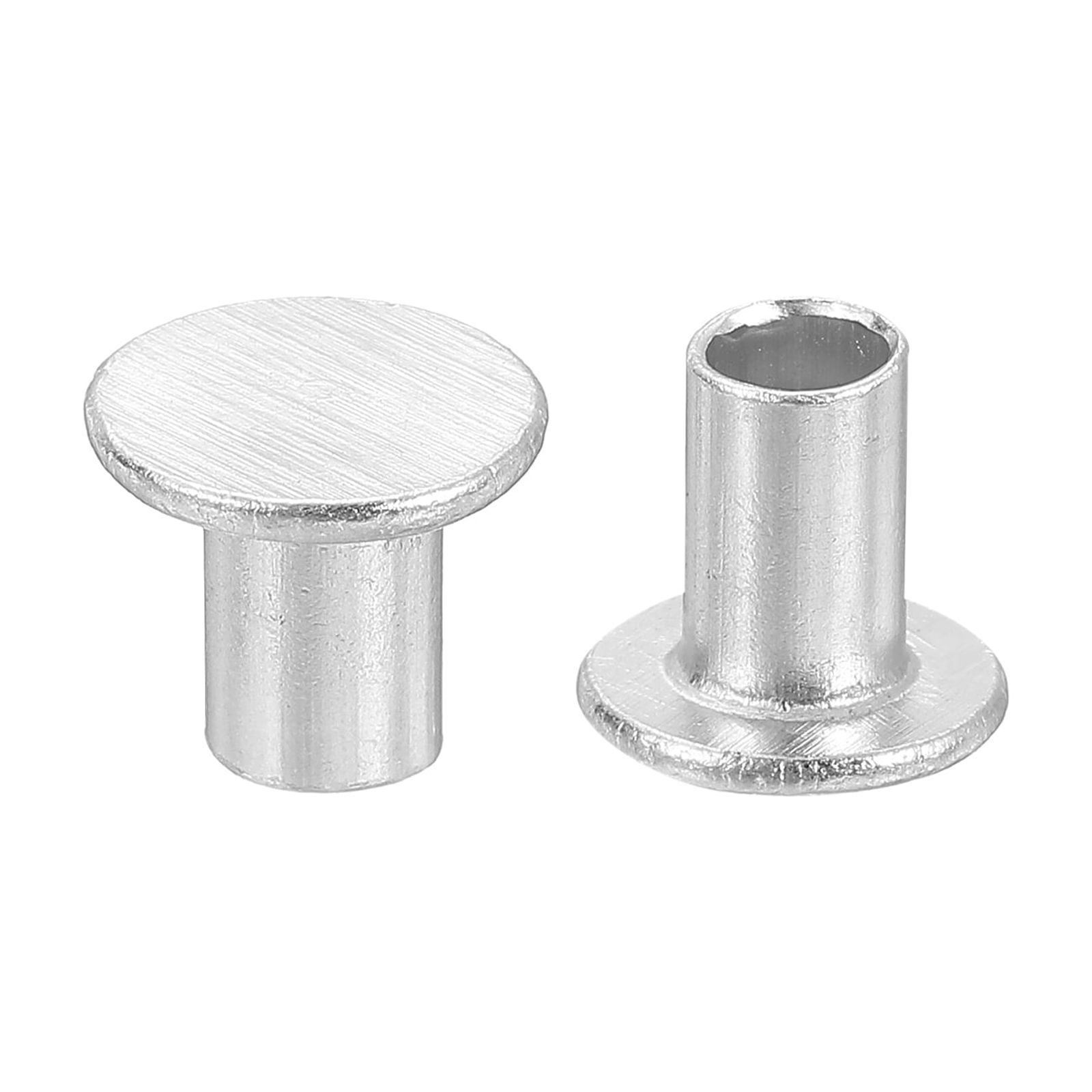 Uxcell 200Pack 5mm x 8mm Aluminum Flat Head Semi Tubular Rivets Silver ...