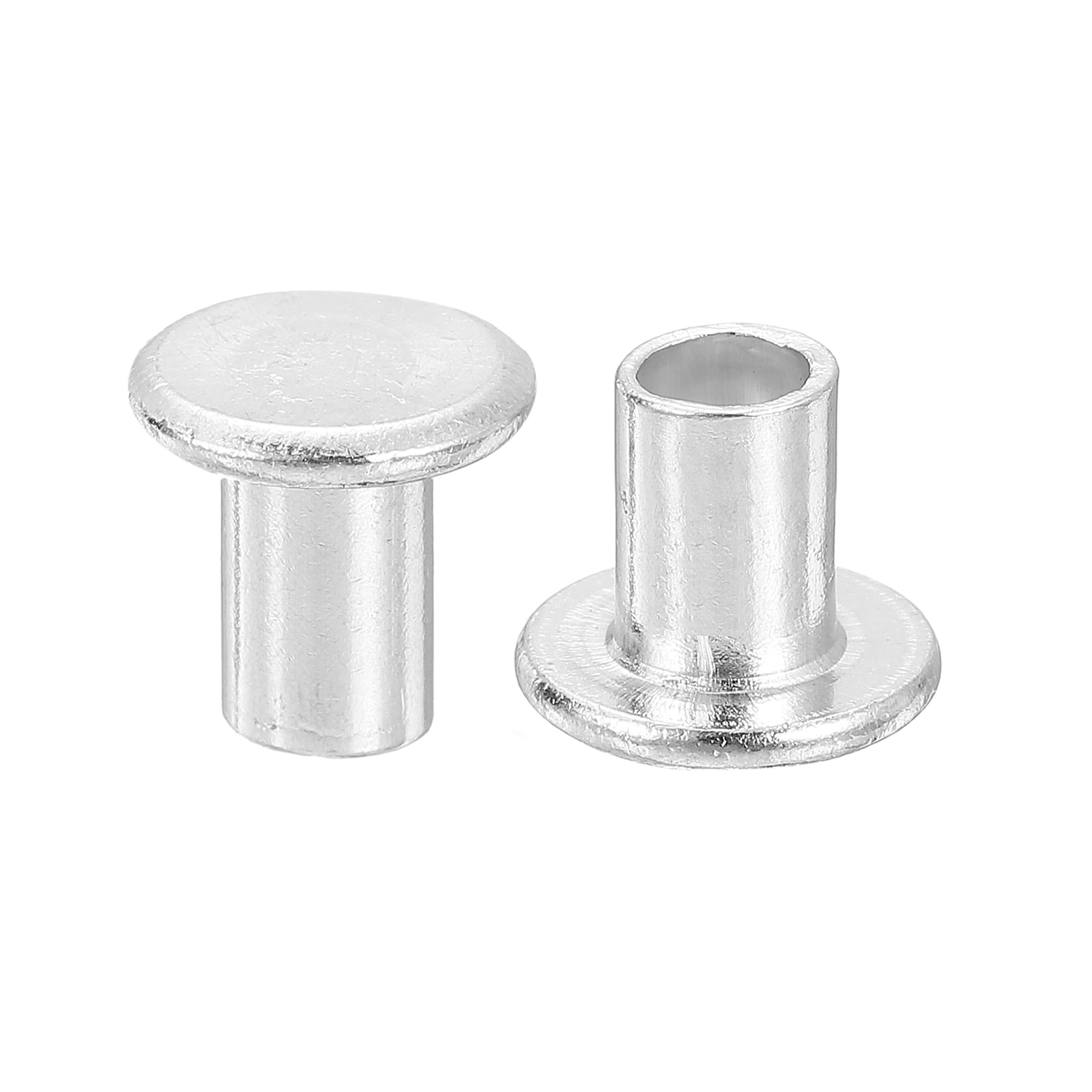 Uxcell 200Pack 6mm x 8mm Aluminum Flat Head Semi Tubular Rivets Silver ...