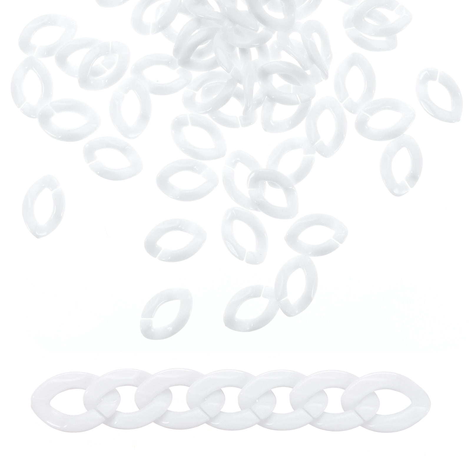 Uxcell 200Pack Acrylic Chain Linking Rings, Plastic C-Clip Hooks Chain ...