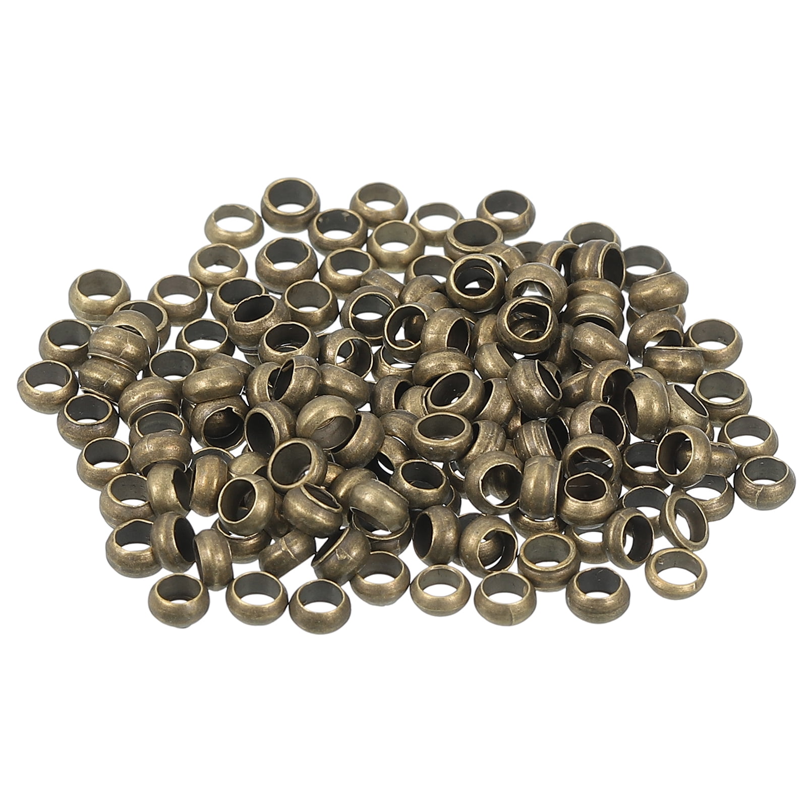 Uxcell 200Pack Round Crimp Beads, 3.5mm Brass Spacer Loose Beads Metal ...