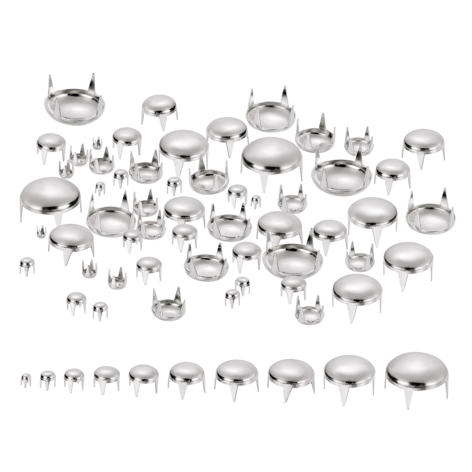 Uxcell 200Pack Silver Round Dome Rivets, 10 Sizes Brass Spike Studs ...