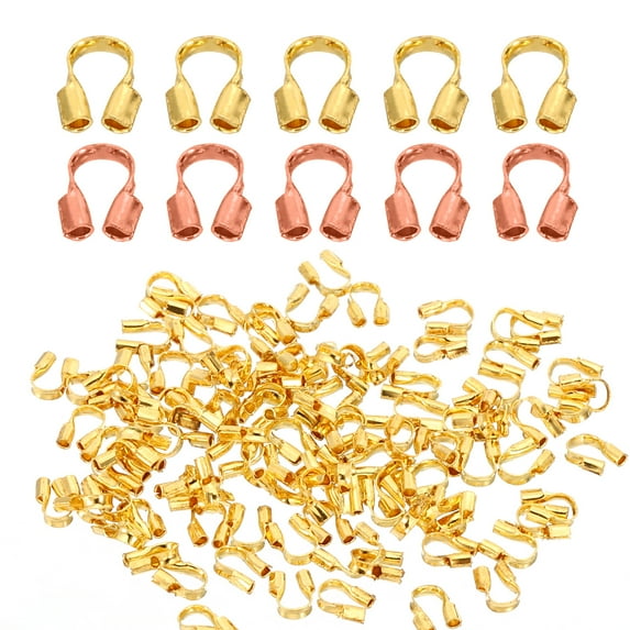 Uxcell 200Pcs 0.7mm Hole U Shape Wire Guard Thread Protector Set, Gold ...