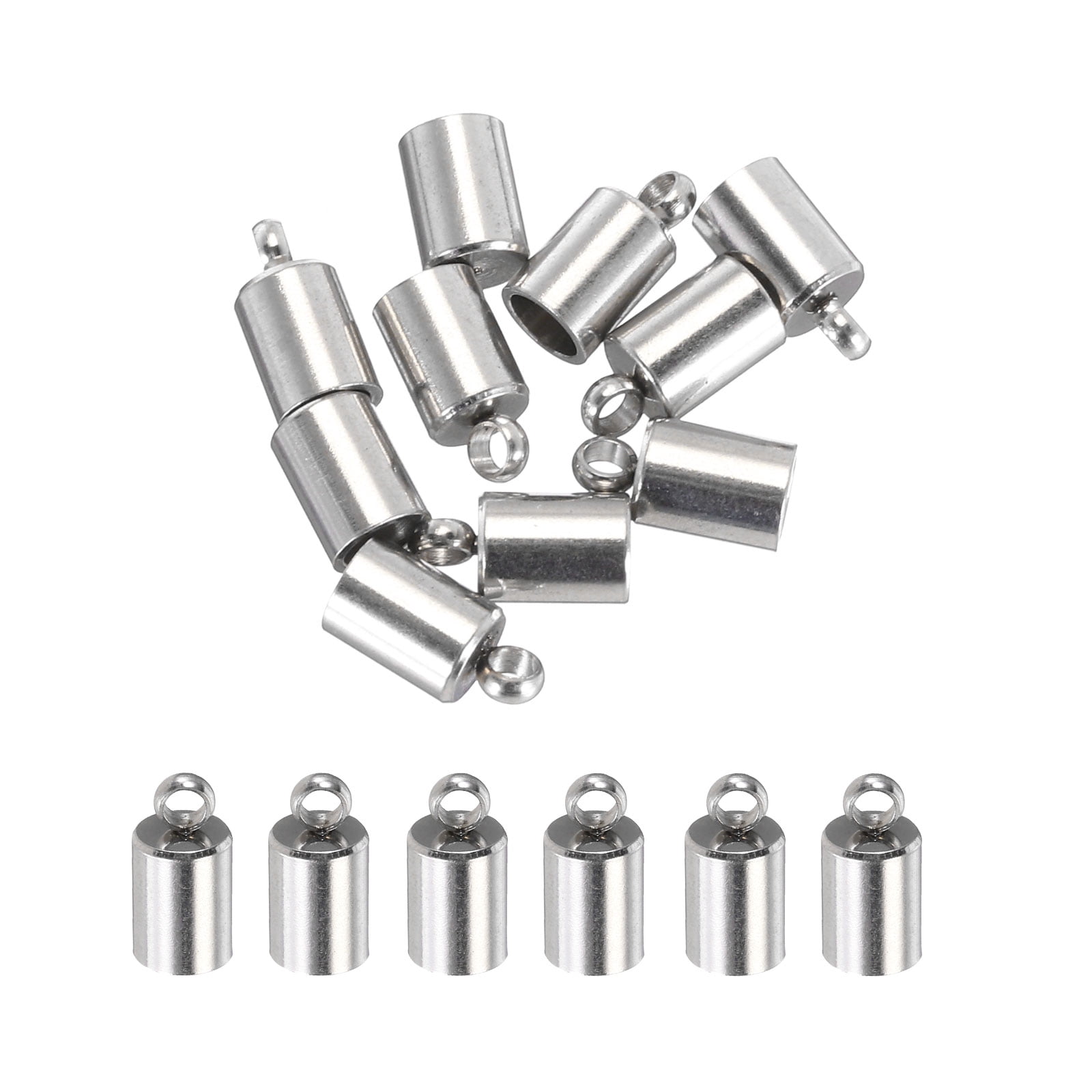 Uxcell 200Pcs Cord End Caps, Barrel Beads Kumihimo End Caps Stainless ...