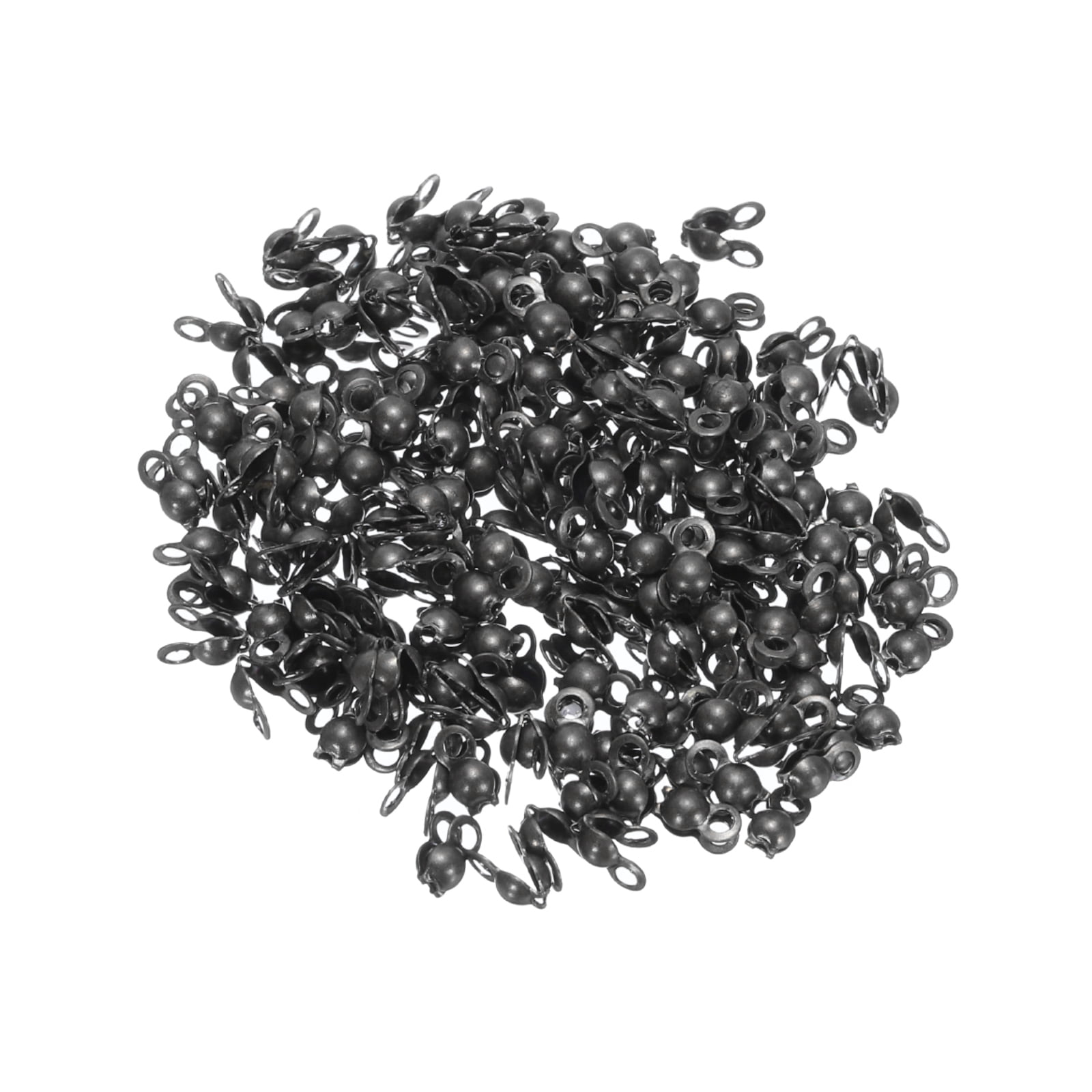 Uxcell 200Pcs End Cap Knot Cover 3mm Dia Clamshell Metal Plated Open ...