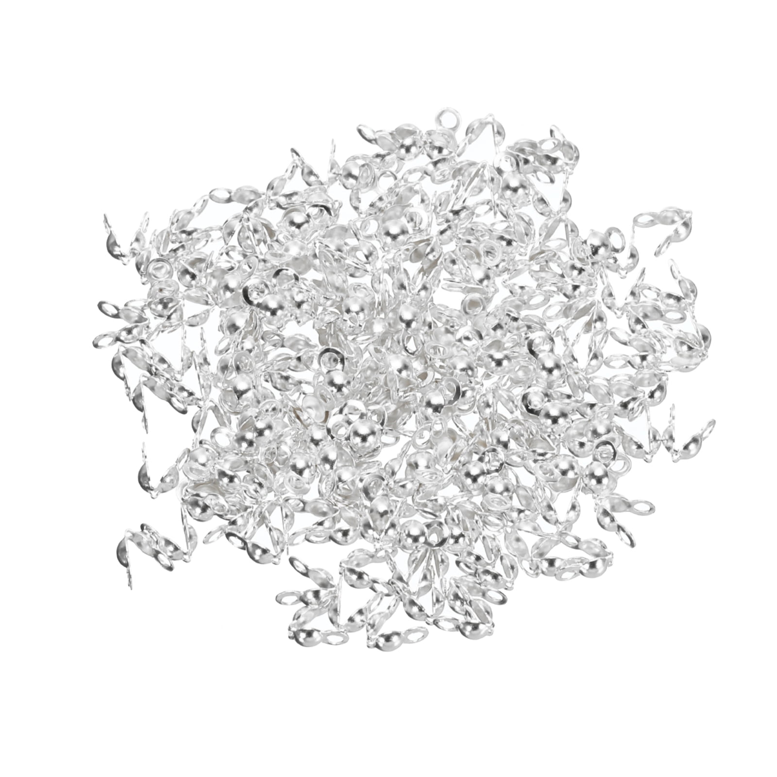 Uxcell 200Pcs End Cap Knot Cover 3mm Dia Clamshell Metal Plated Open ...