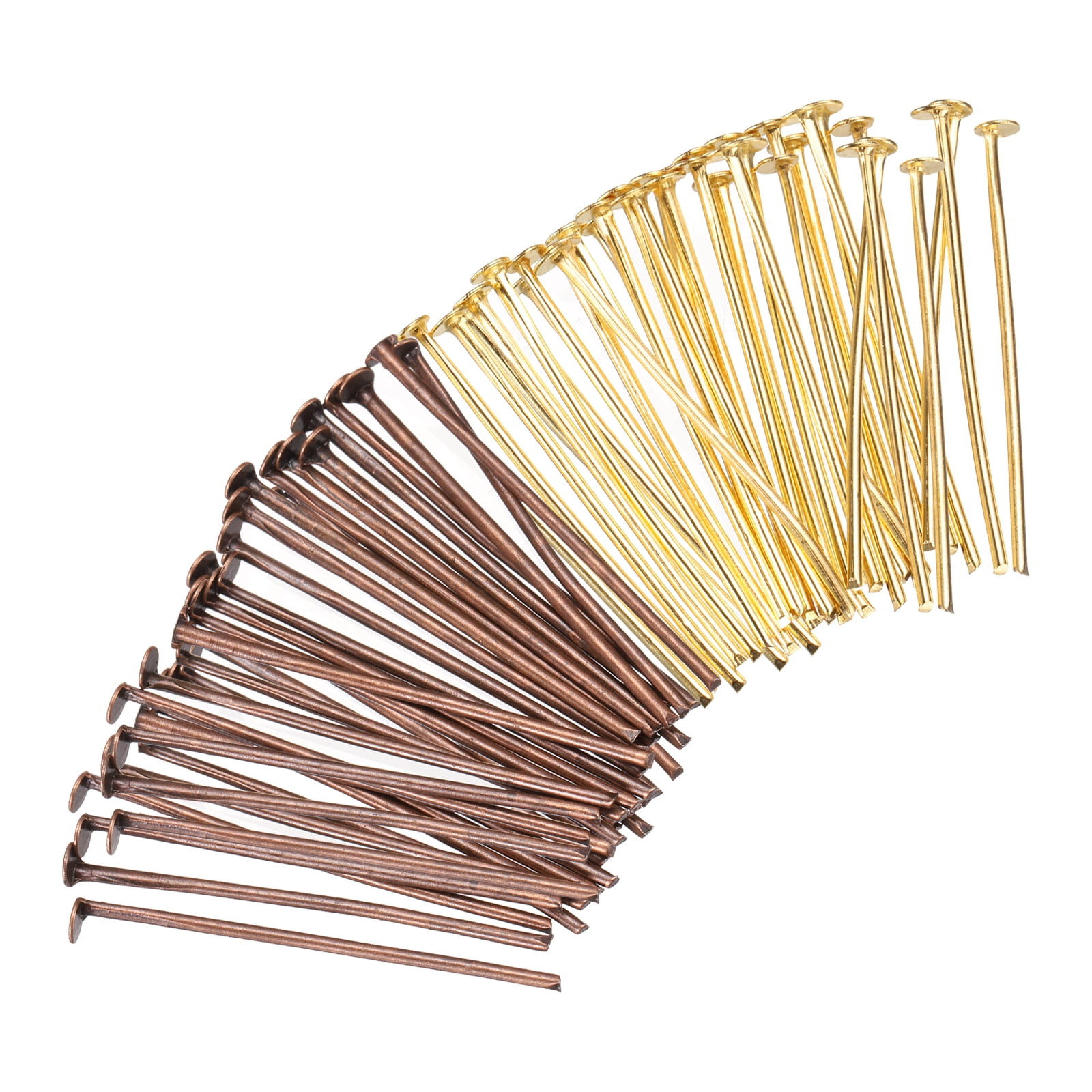 Uxcell 200Pcs Flat Head Pins for Jewelry Making 25mm Brass Flat Head ...