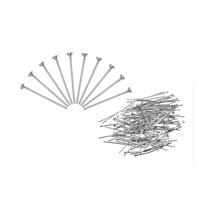 Uxcell 200Pcs Flat Head Pins for Jewelry Making 30mm Brass Flat Head ...