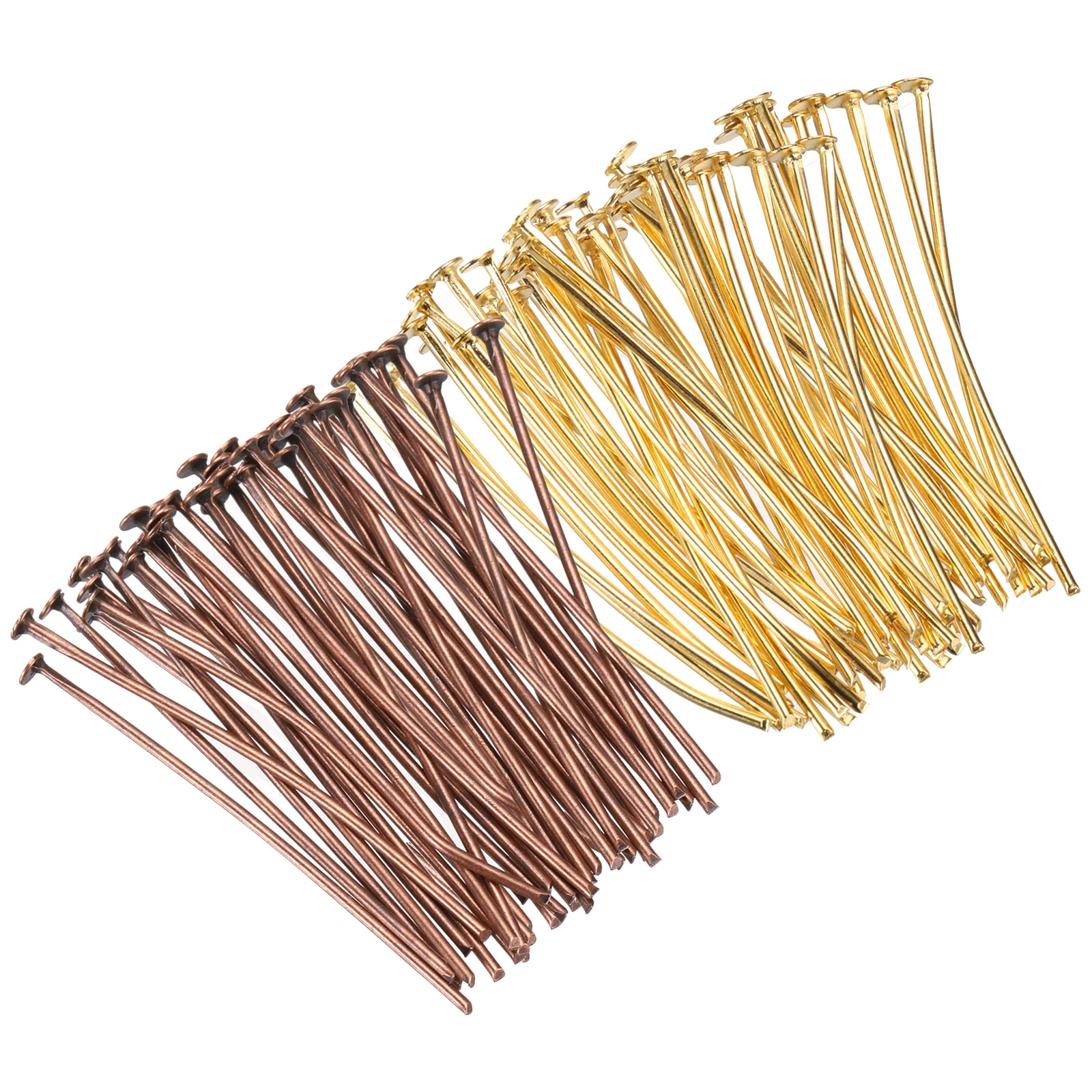 Uxcell 200Pcs Flat Head Pins for Jewelry Making 35mm Brass Flat Head ...