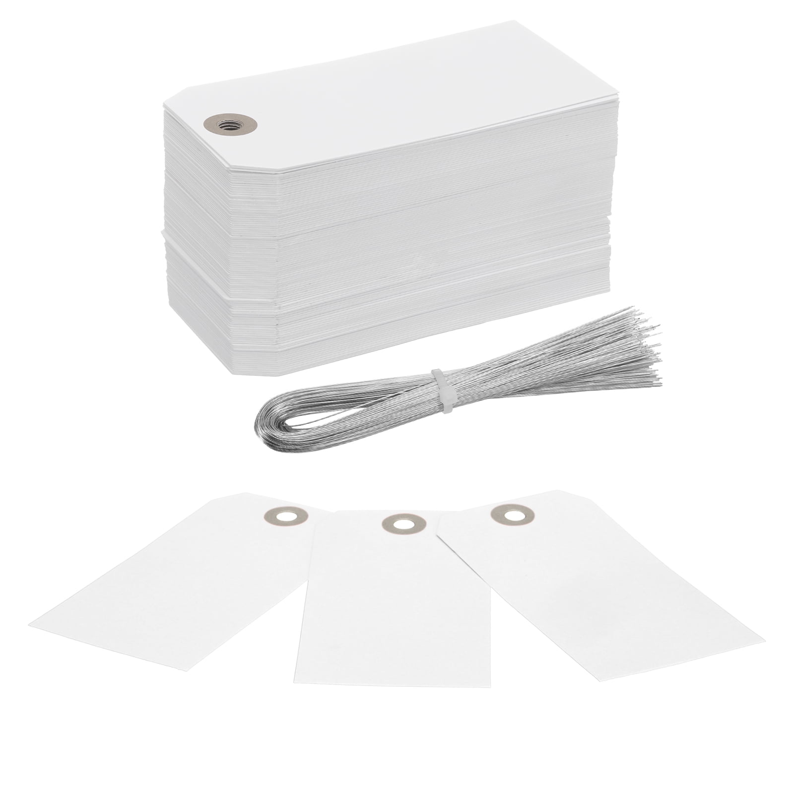Uxcell 200Pcs Hang Tags, Tags with Wire String Paper Blank Labeling ...