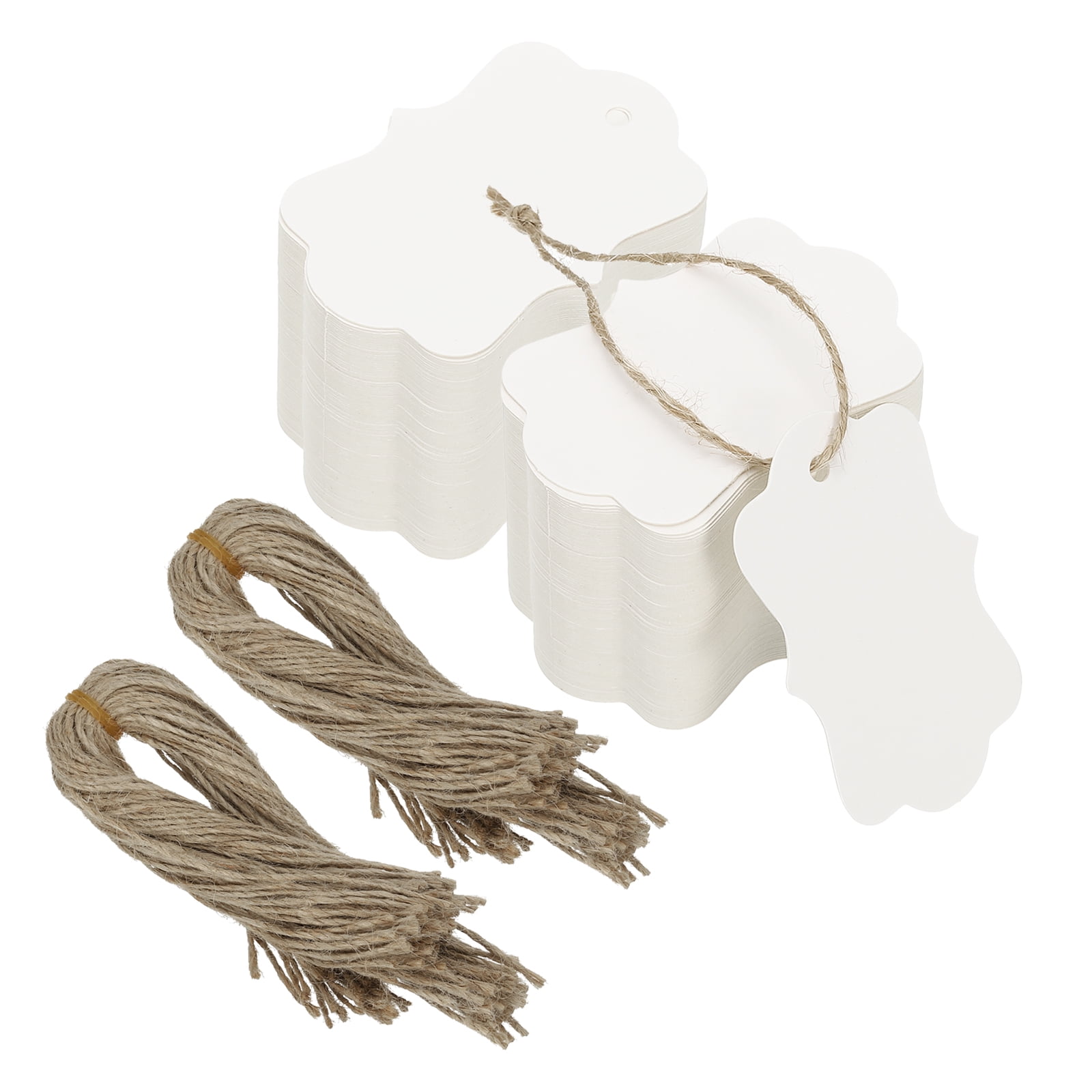 Uxcell 200Pcs White Price Tags with Twine String Attached, 2.76 x 1.97 ...