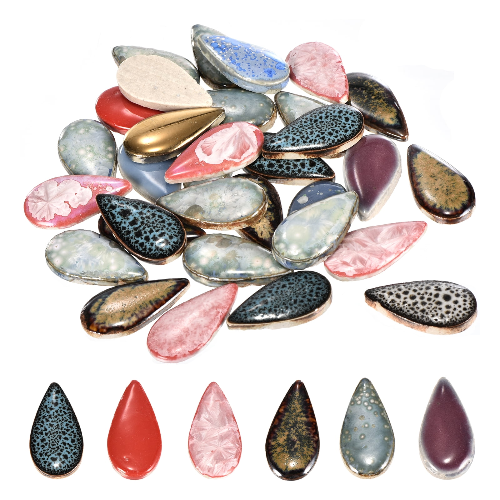 Uxcell 200g Ceramic Mosaic Tiles for Crafts Bulk, Big Raindrop ...