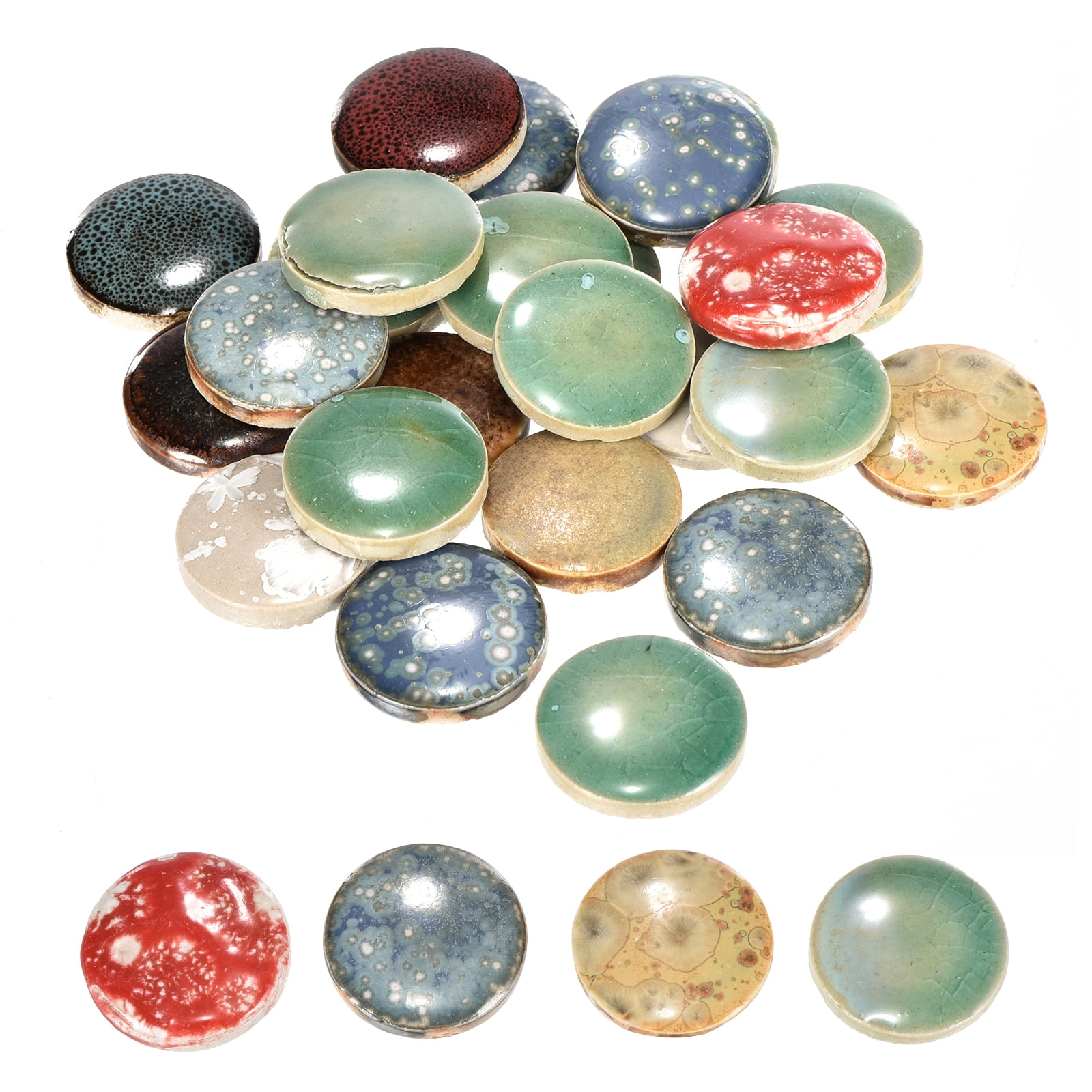 Uxcell 200g Ceramic Mosaic Tiles for Crafts Bulk, Big Round Multicolor ...