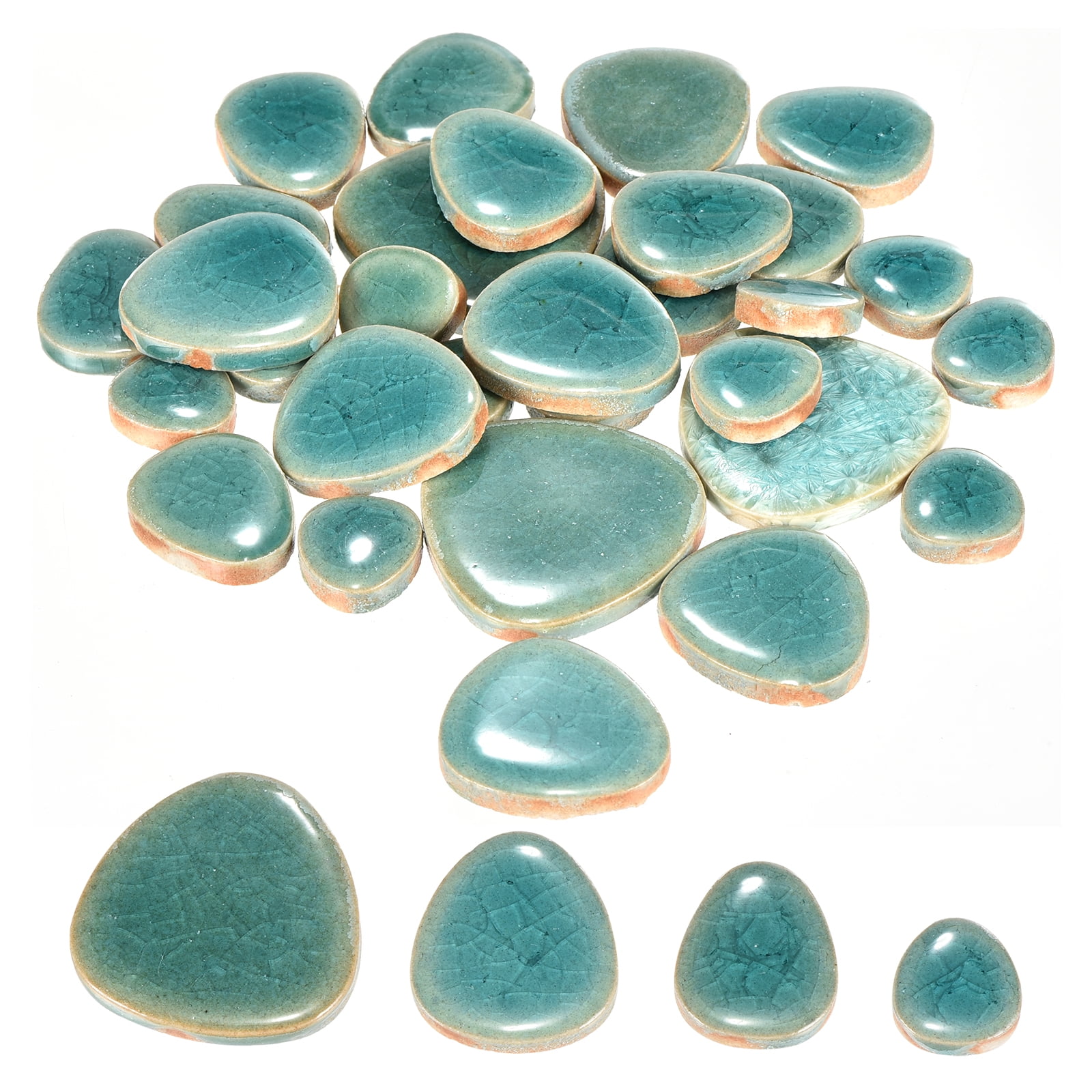 Uxcell 200g Ceramic Mosaic Tiles for Crafts Bulk, Pebble Ice Crack ...