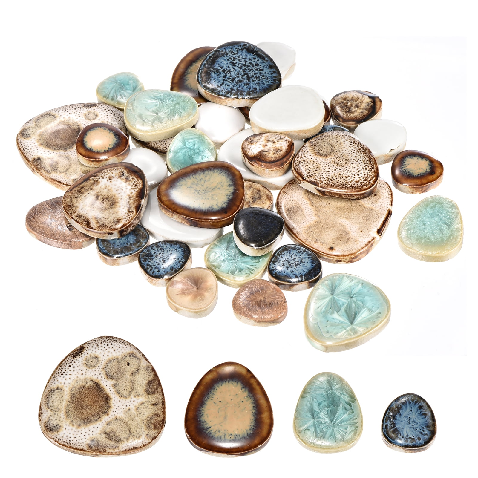 Uxcell 200g Ceramic Mosaic Tiles for Crafts Bulk, Pebble Multicolor ...