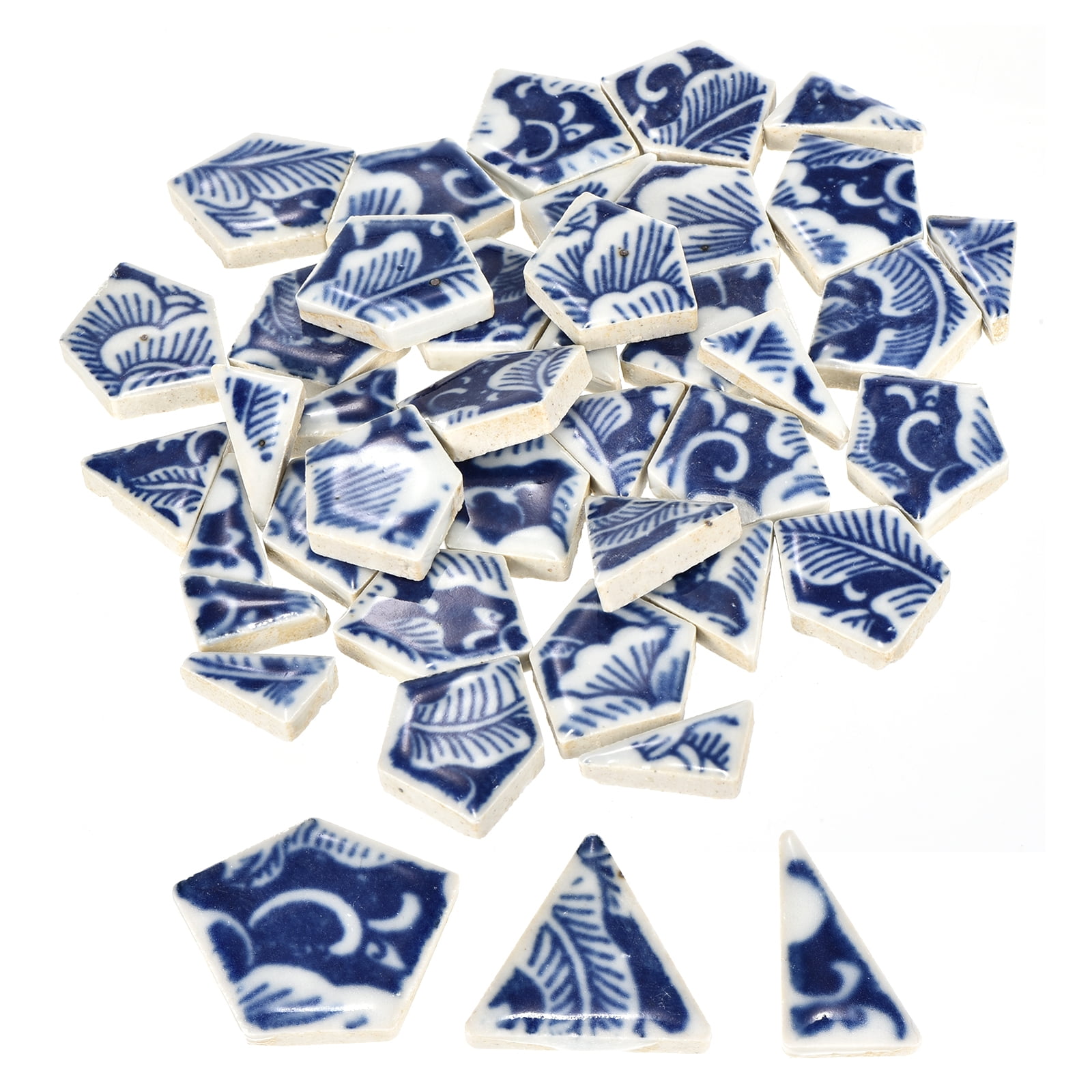 Uxcell 200g Ceramic Mosaic Tiles for Crafts Bulk, Polygon Blue and ...