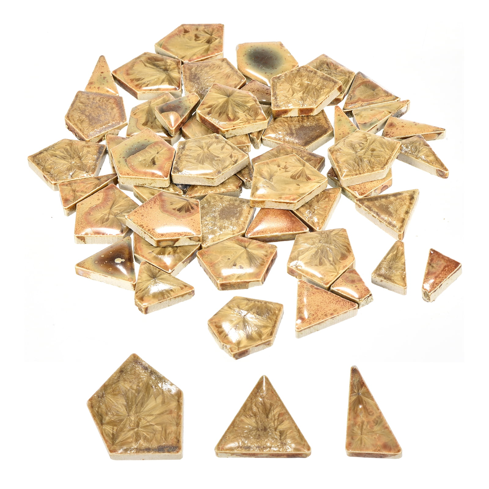 Uxcell 200g Ceramic Mosaic Tiles for Crafts Bulk, Polygon Brown Ceramic ...