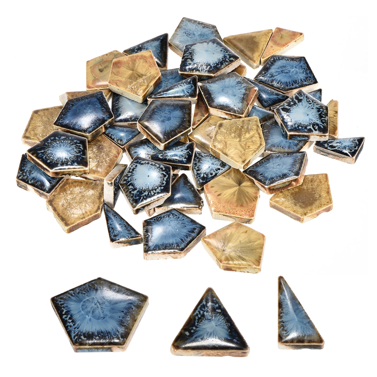 Uxcell 200g Ceramic Mosaic Tiles for Crafts Bulk, Polygon Multicolor ...