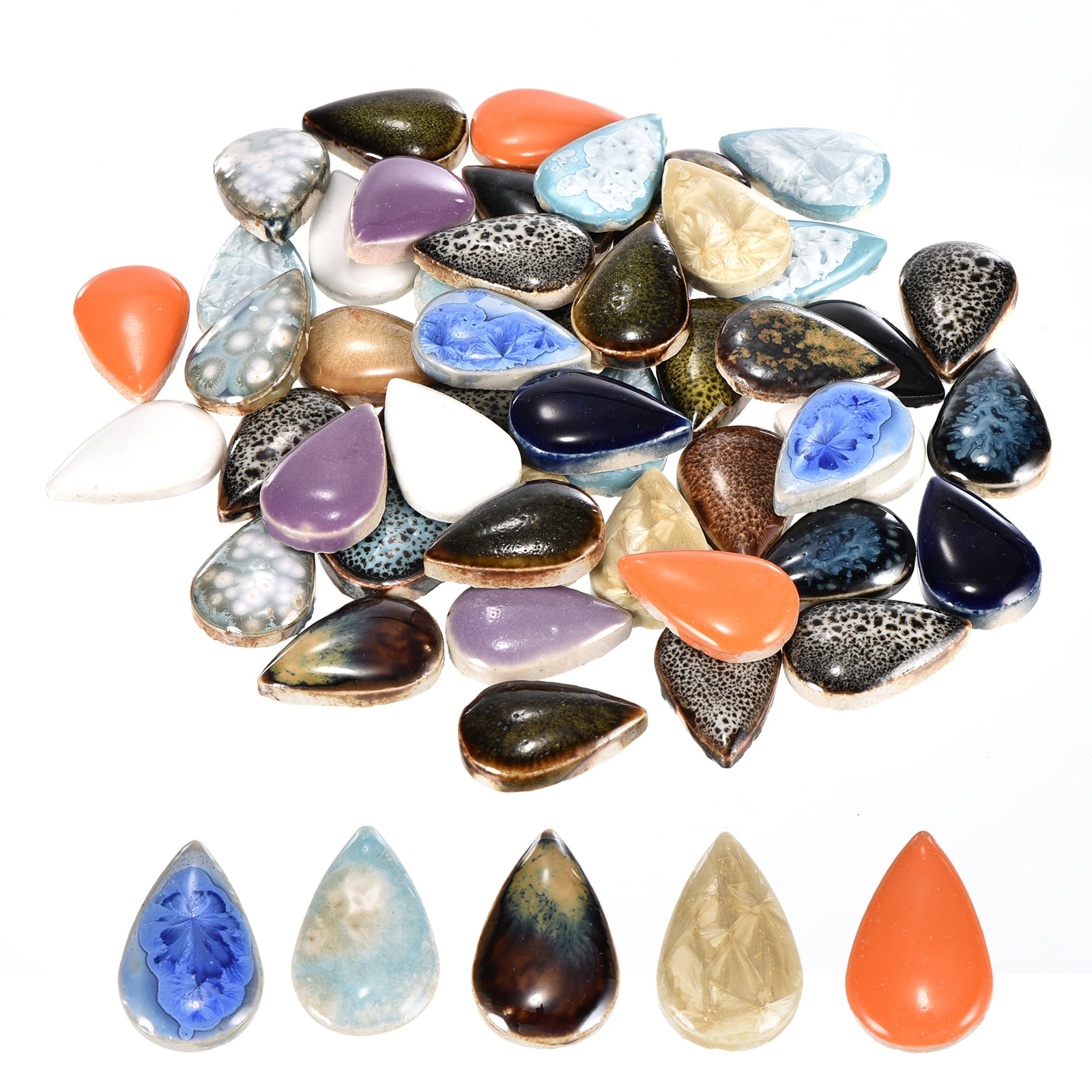 Uxcell 200g Ceramic Mosaic Tiles for Crafts Bulk, Small Raindrop ...