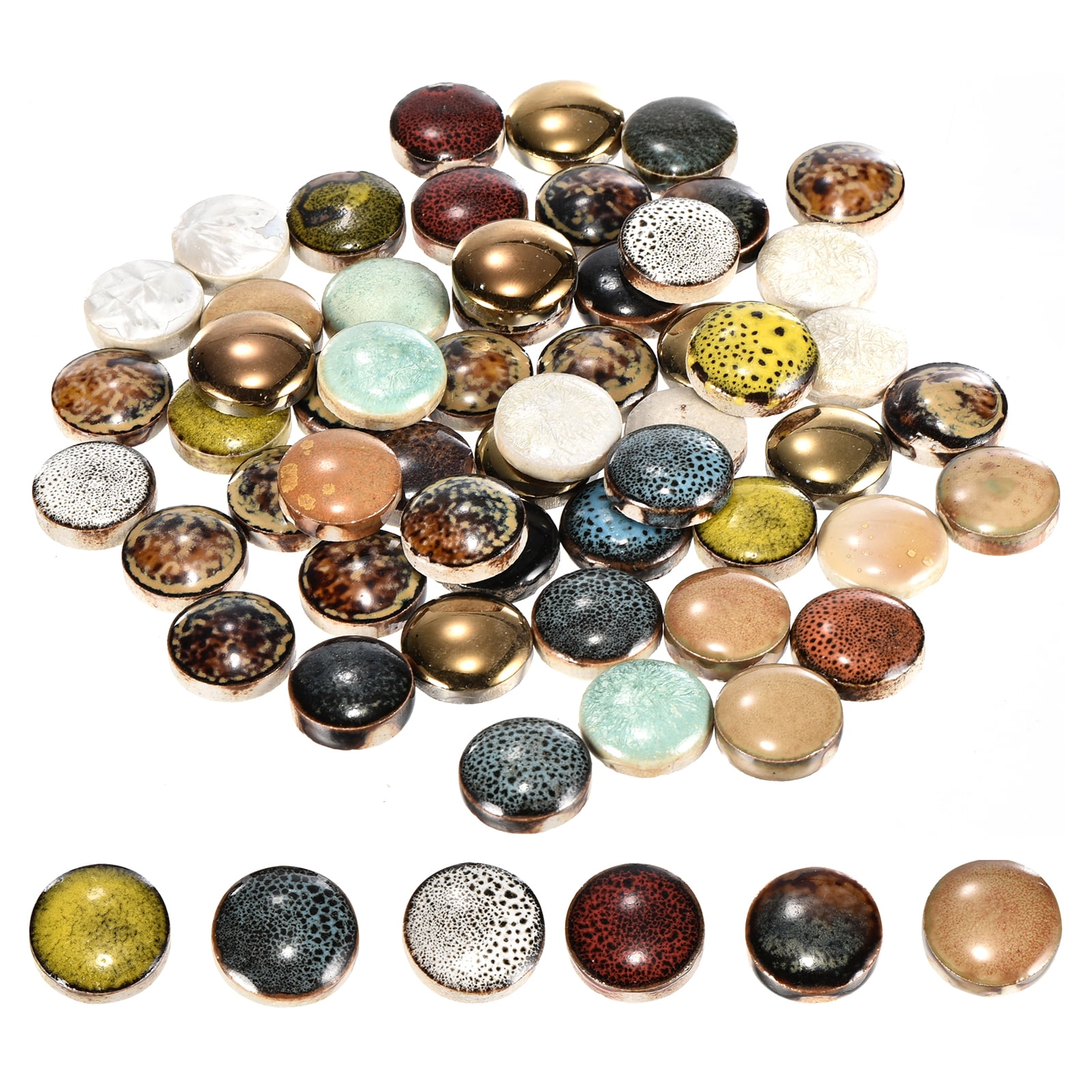 Uxcell 200g Ceramic Mosaic Tiles for Crafts Bulk, Small Round ...