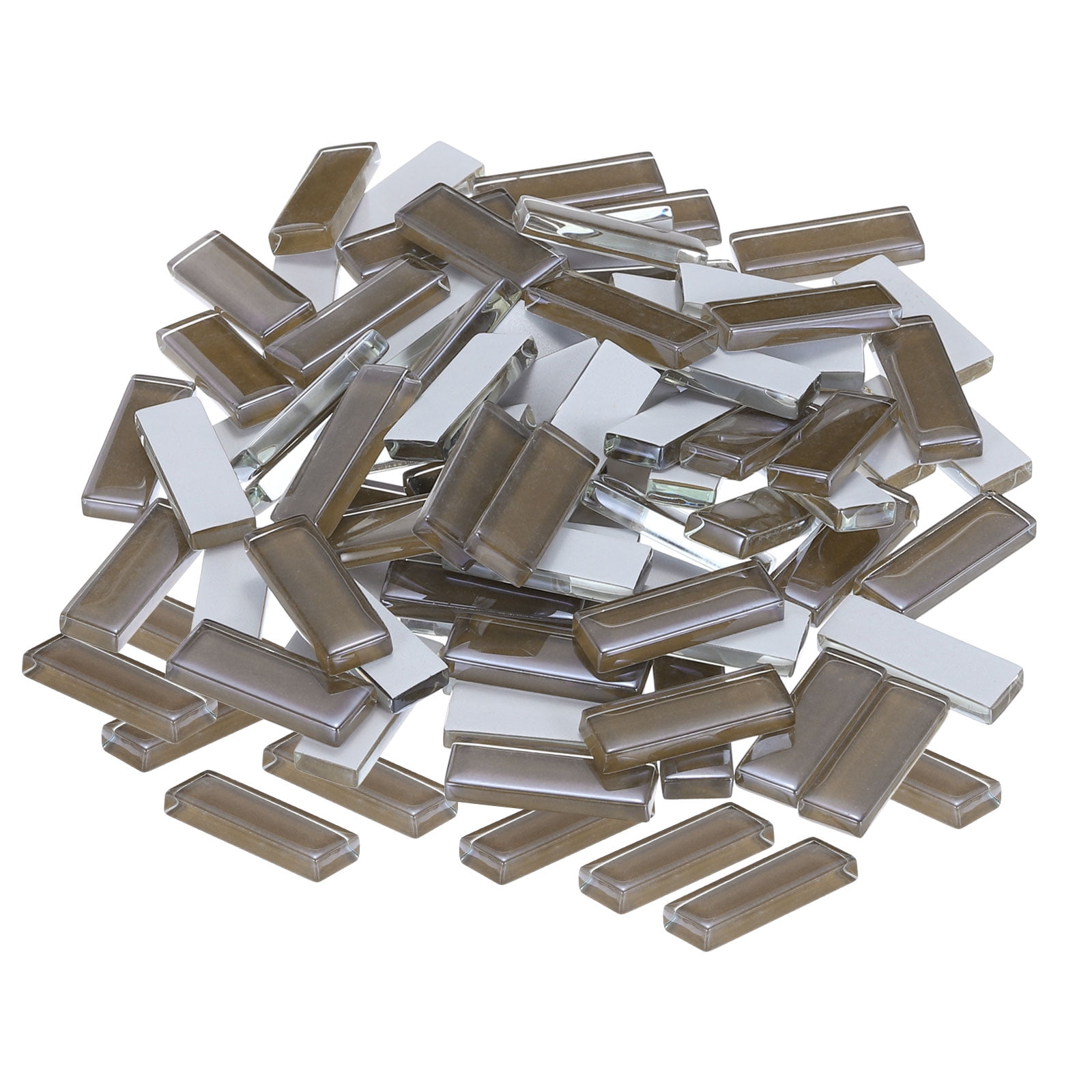 Uxcell 200g Stained Glass Mosaic Strips 1" Deep Brown Crystal Glass ...