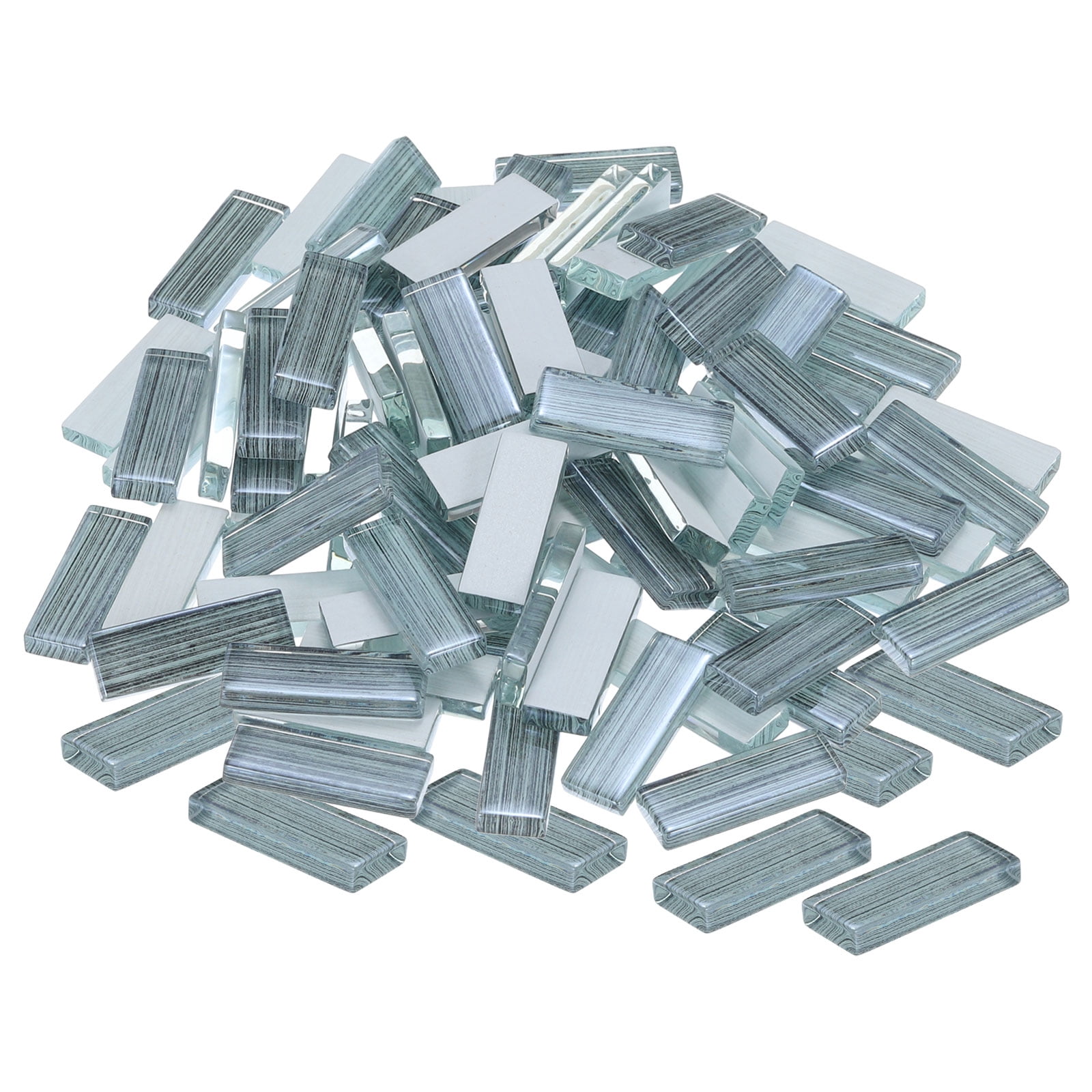 Uxcell 200g Stained Glass Mosaic Strips 1" Gray Crystal Glass Mosaic ...