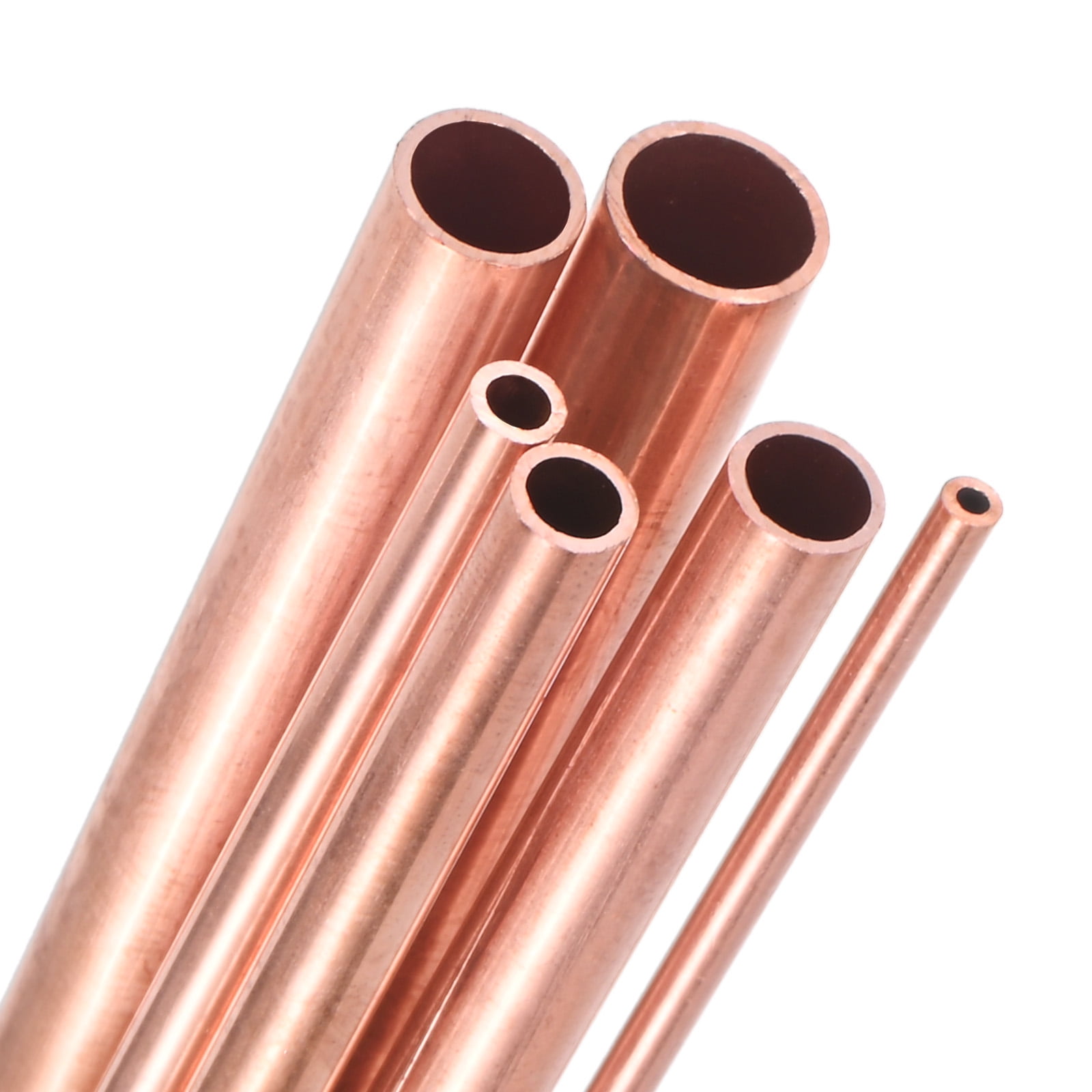Uxcell 200mm Copper Round Tube, 2mm 3mm 4mm 5mm 6mm 7mm OD 0.5mm Wall ...