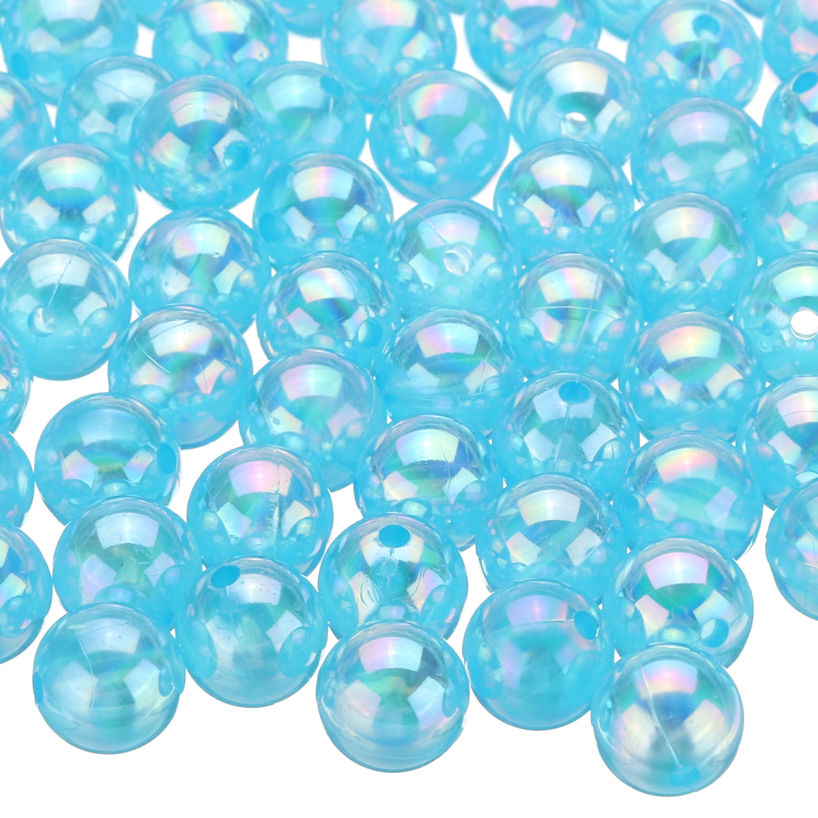 Uxcell 200pcs Acrylic Round Beads AB Colors 10mm Loose Bubble Spacer ...