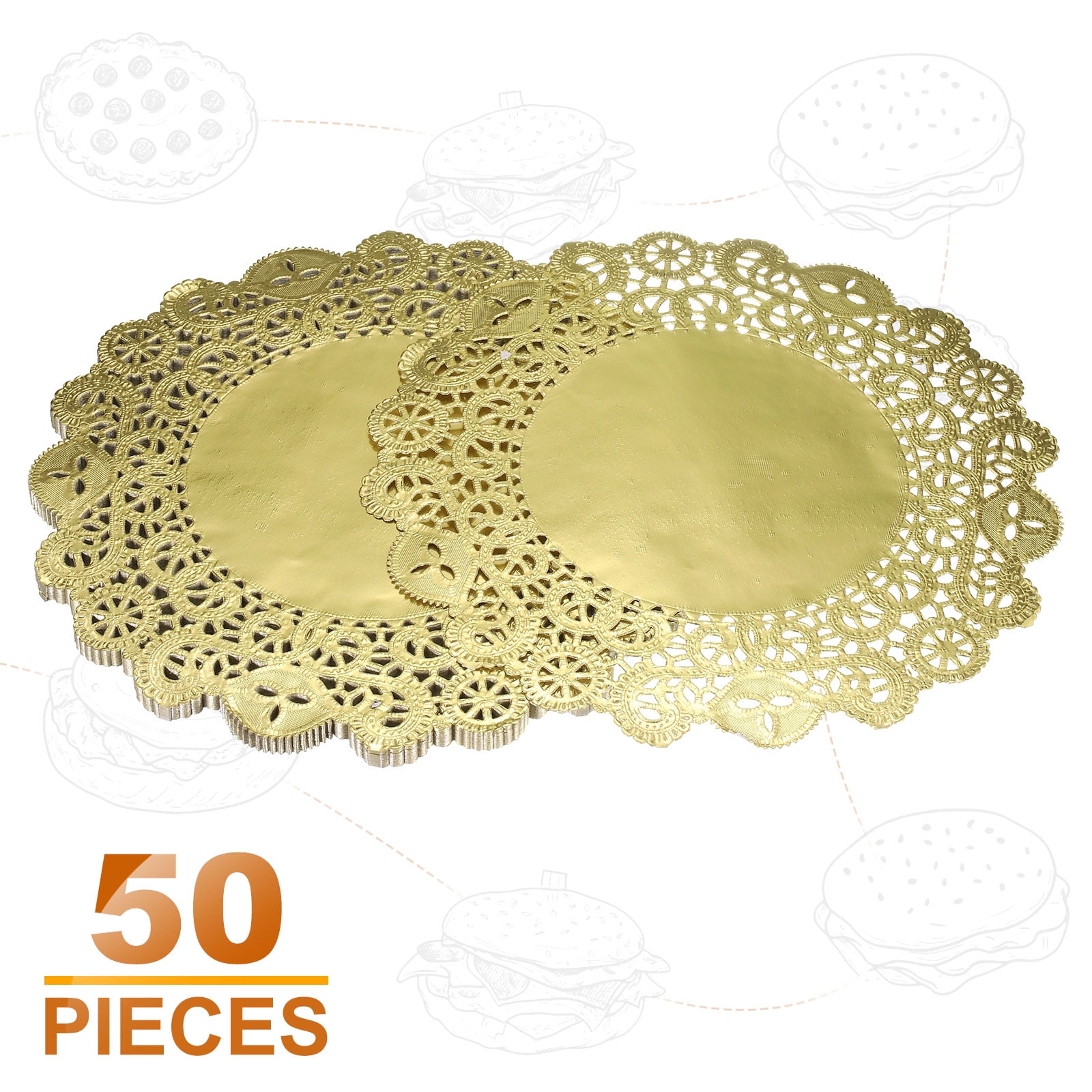 Uxcell 200pcs Lace Paper Doilies 10.5 Inch Gold Round Disposable ...