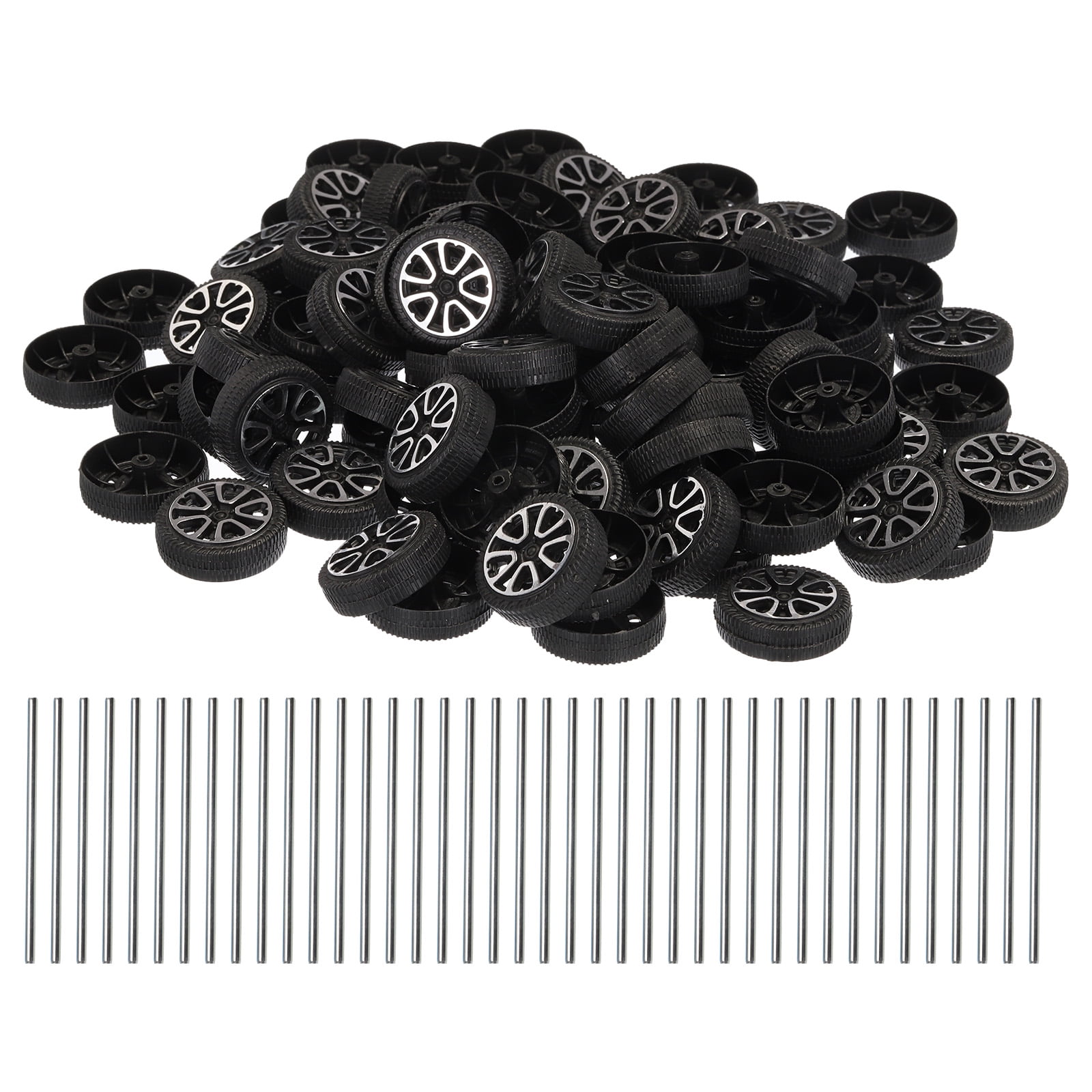 Rubber Wheels For Toys 44mm Toy Car Wheels (10-Pack) With Metal Axles ...