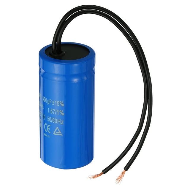 Uxcell 200uF 250VAC CD60 Run Capacitor 2 Wires 50/60Hz Motor Starting ...