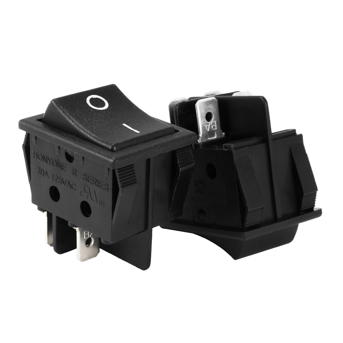 Uxcell 20A/125V 22A/250V DPST 4 Terminal 2 Position Boat Rocker Switch ...