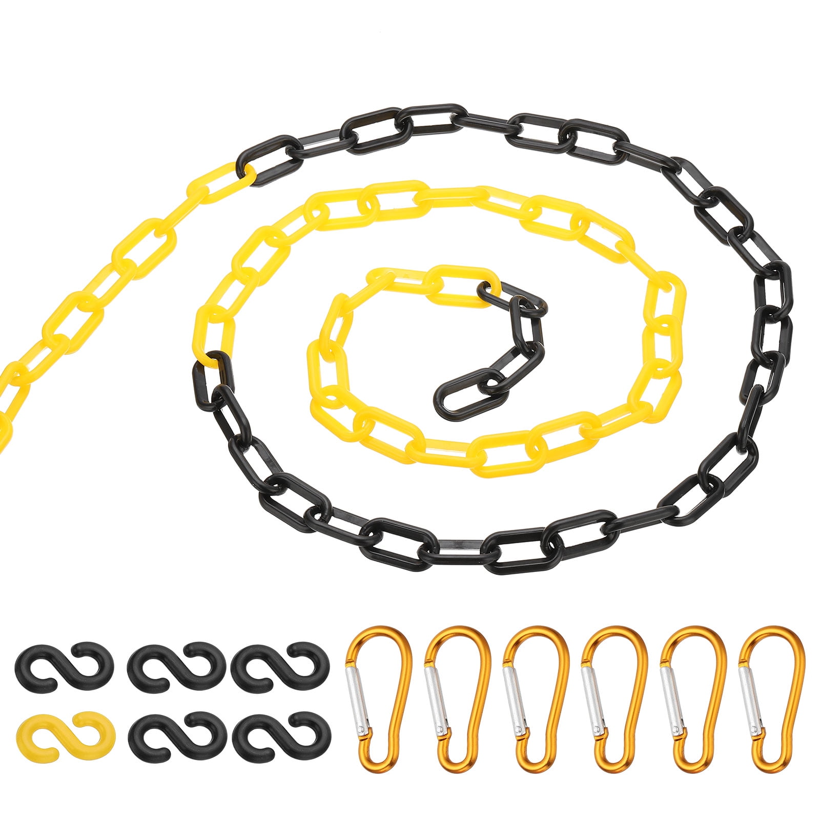 Uxcell 20Ft Plastic Safety Barrier Chain 6 S-Hooks and 6 Clips, Black ...
