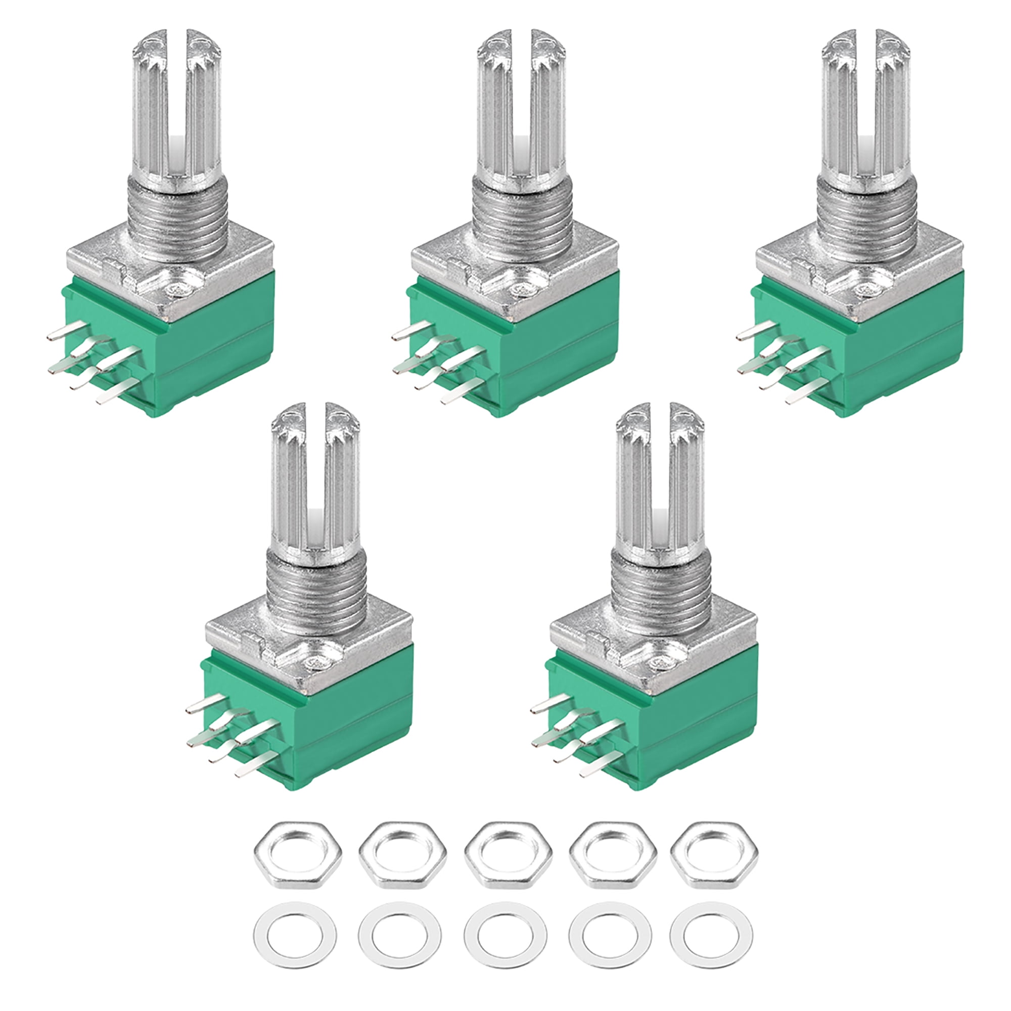 Uxcell 20K Ohm Variable Resistors Double Rotary Carbon Film Taper ...