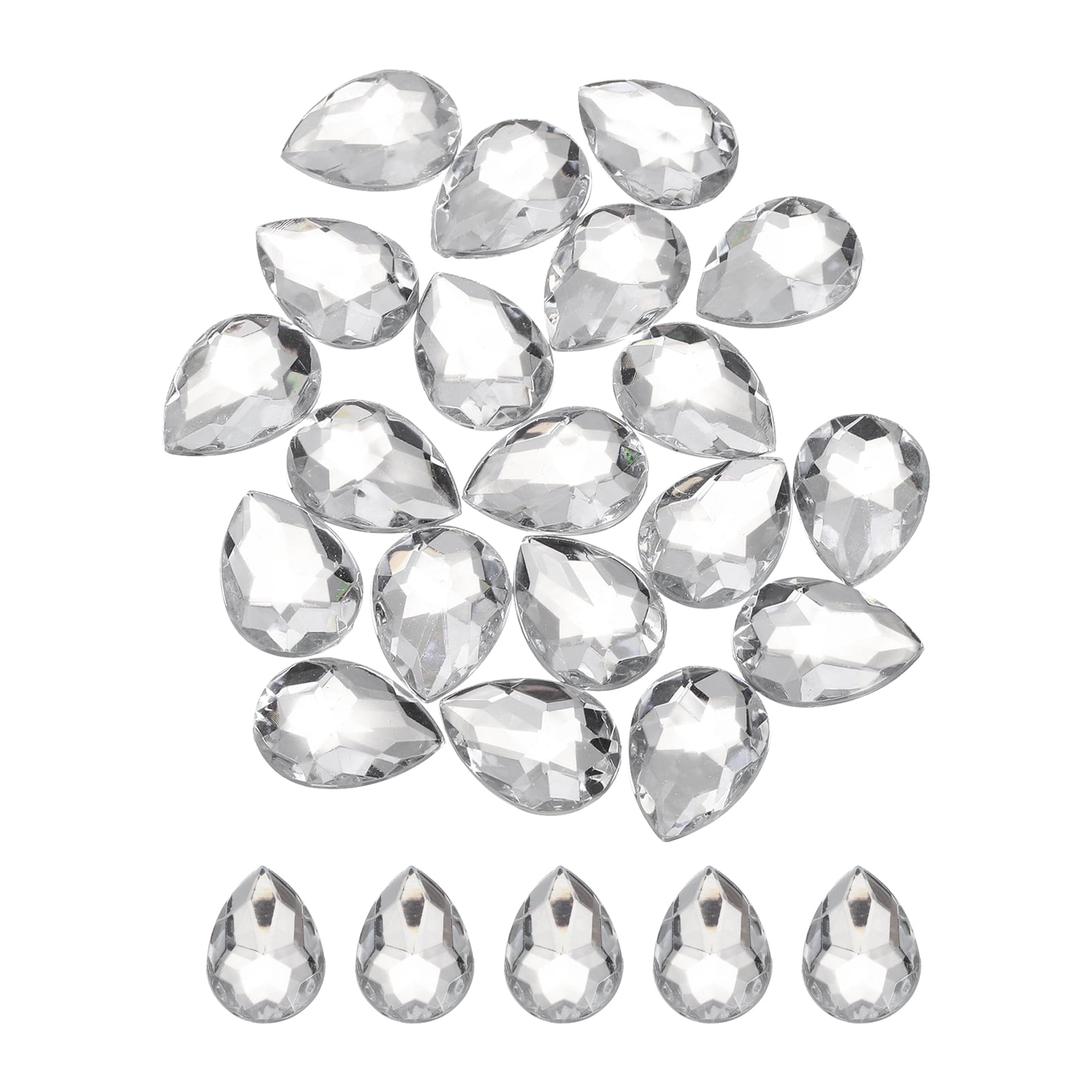 Uxcell 20PCS Flat Back Acrylic Teardrop Gems 18x25mm Artificial ...