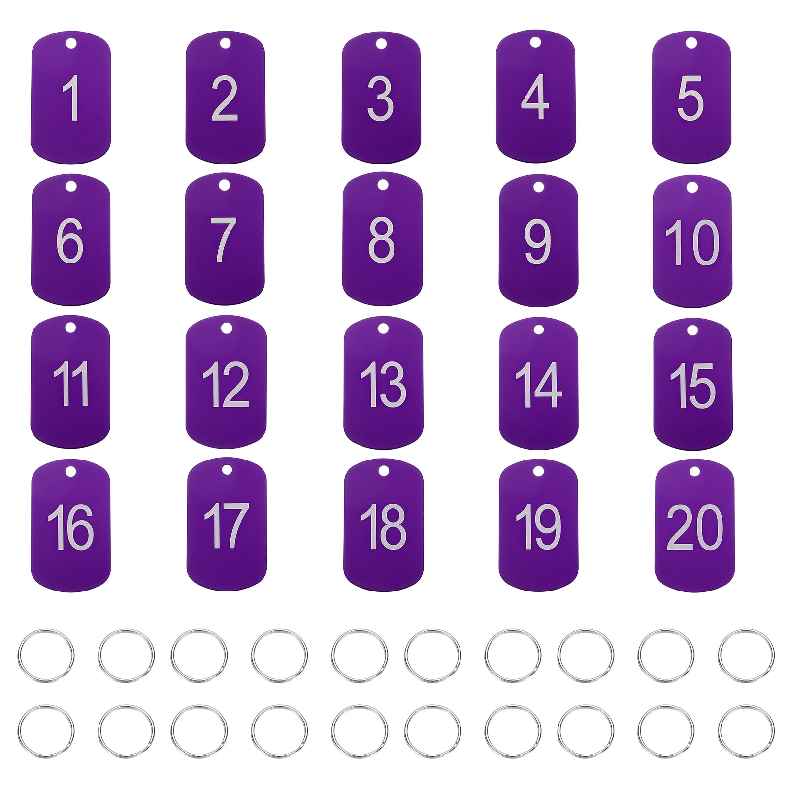 Uxcell 20PCS Number Tags 1-20, Number Key Tags Aluminum Numbered ...