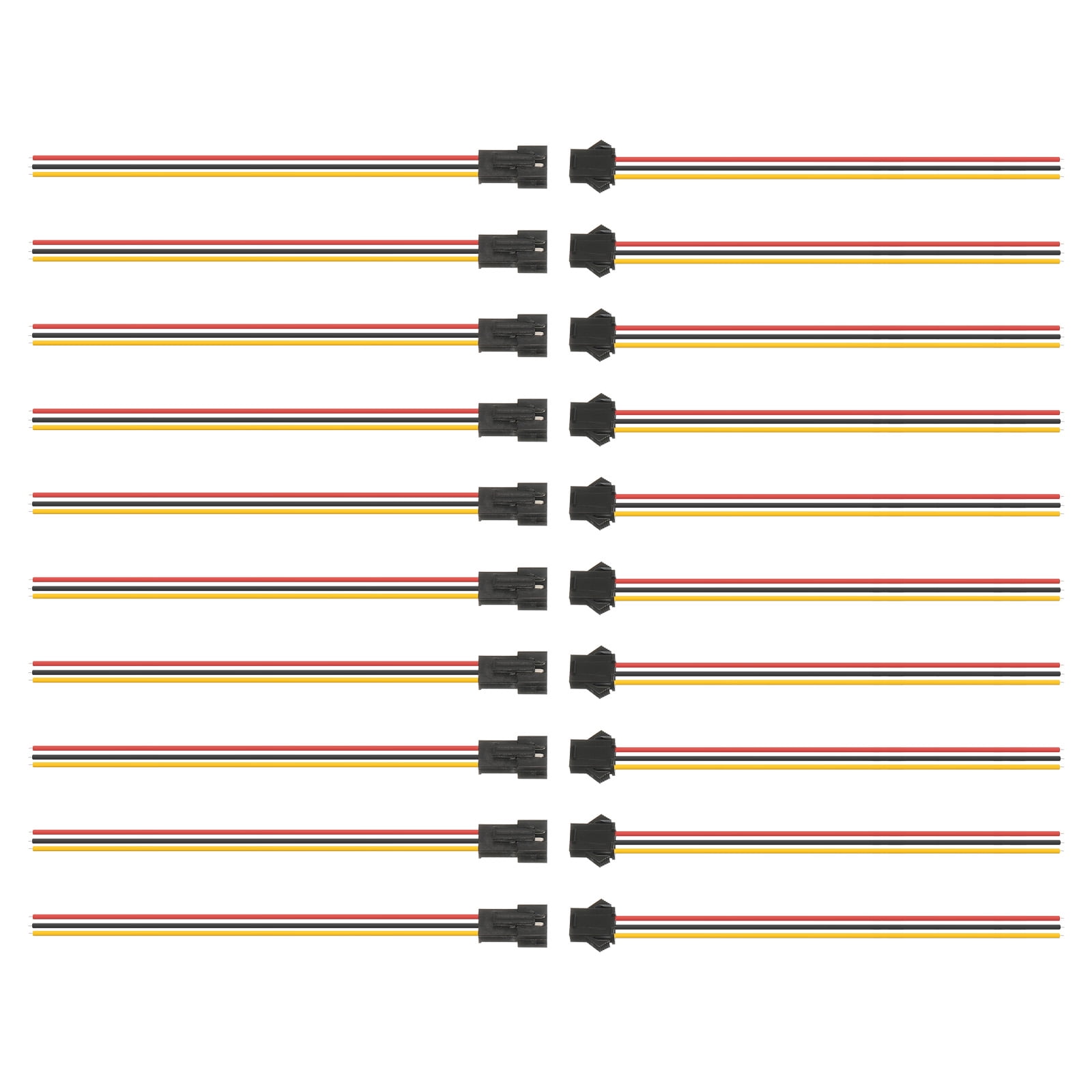 Uxcell 20PCS SM 3Pin Connector Male to Female Plug Electrical Wire 2 ...