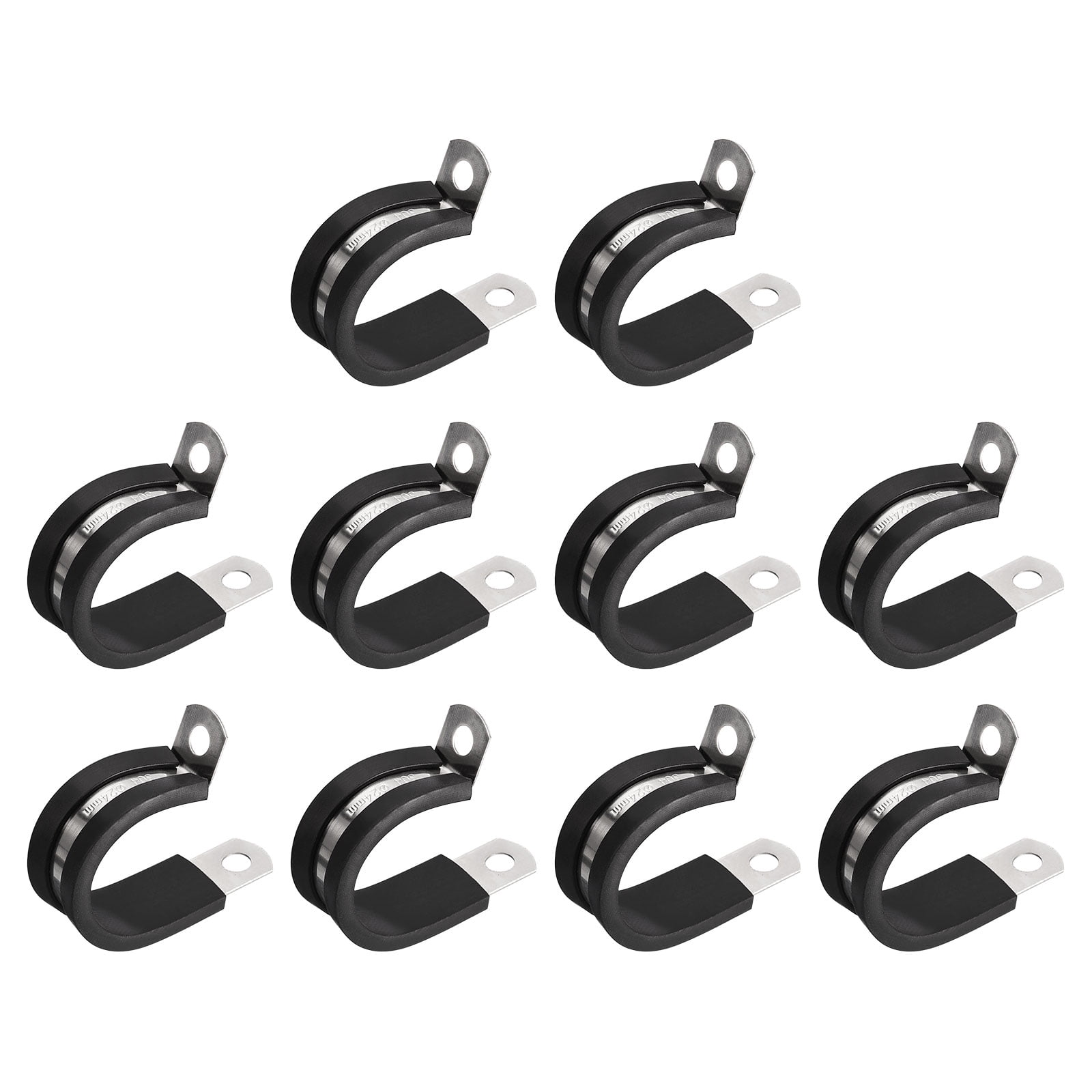 Uxcell 20Pack 1" Cable Clamp R Shape Stainless Steel Rubber Cushioned ...