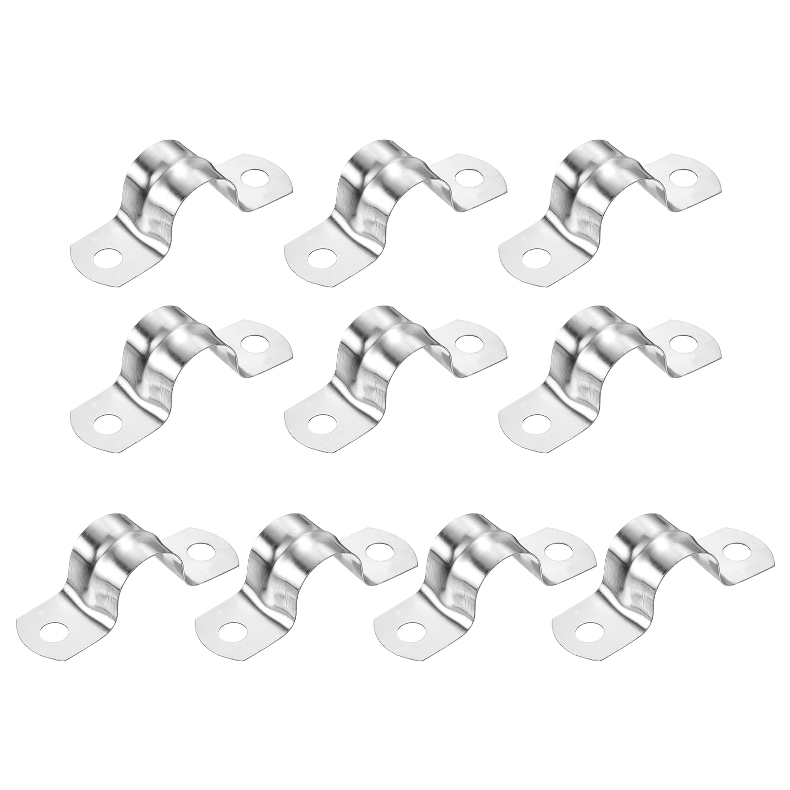 Uxcell 20Pack 16mm Rigid Pipe Straps 2 Hole U-Shaped Bracket Clamps 304 ...